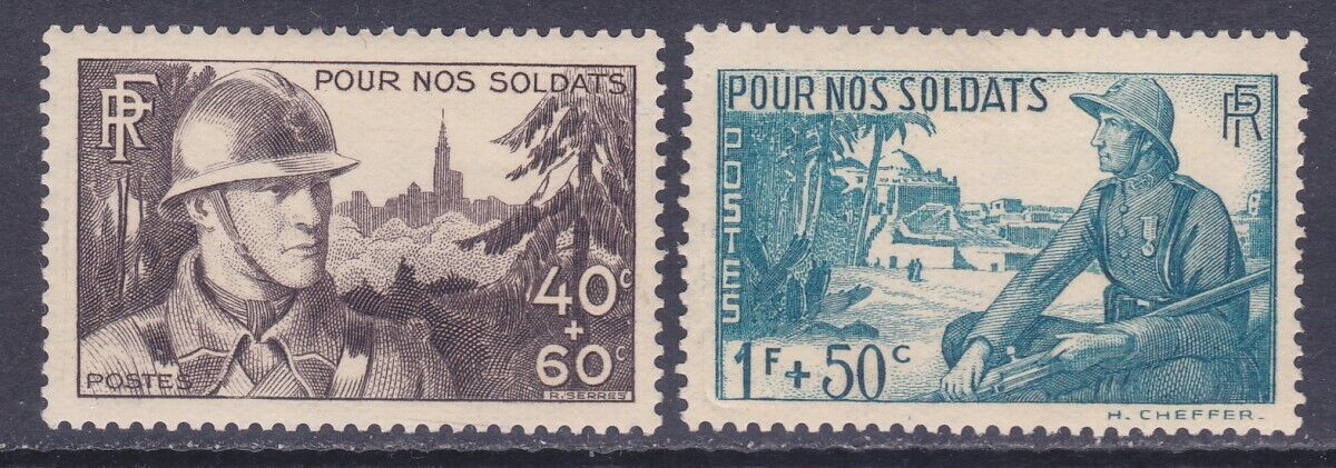 France B94-95 MNH OG 1940 WWII French Soldier & Colonial Trooper Set ...