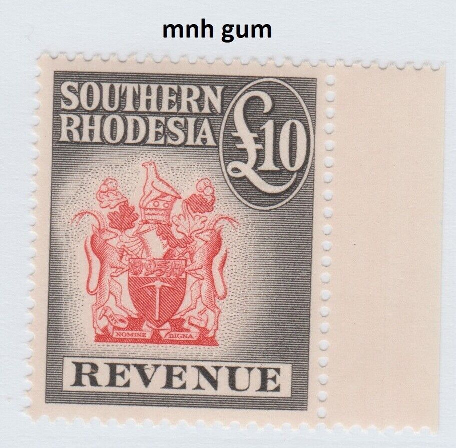 UK MNH Gum Southern Rhodesia L10 pounds Revenue Fiscal Stamp 8-5-22 ...