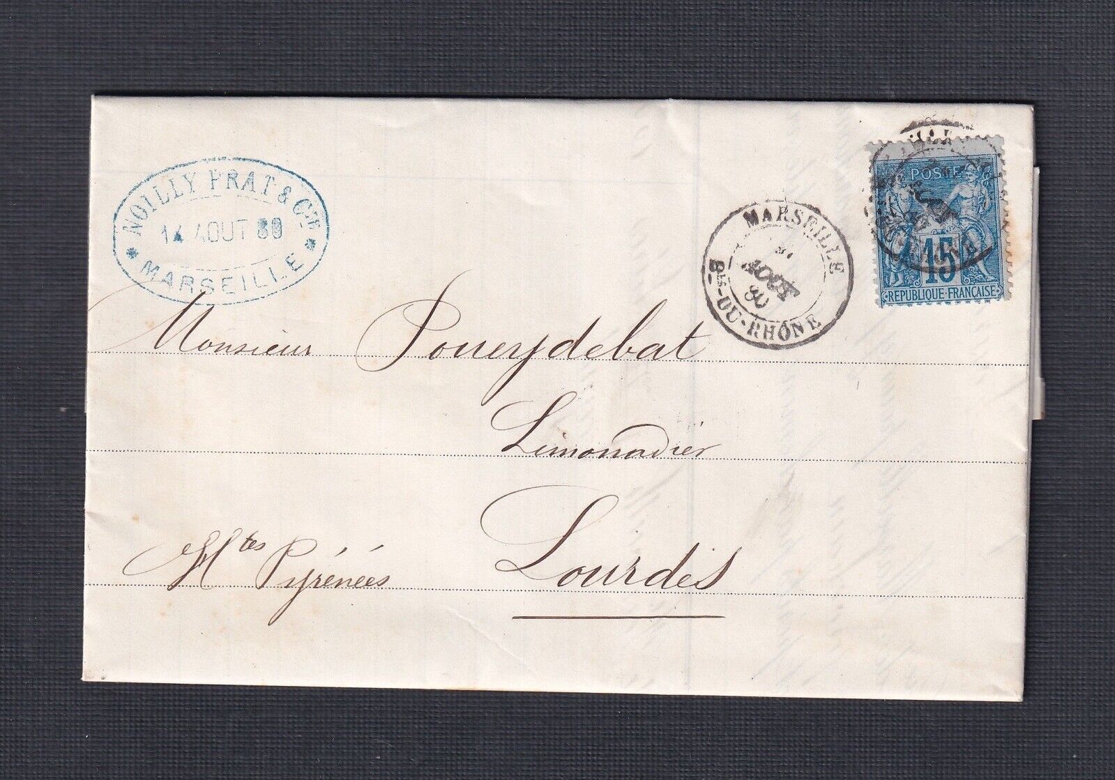France 1880 'Noily Pratt’ Liqueurs & Wines FL Marseille to Lourdes W ...