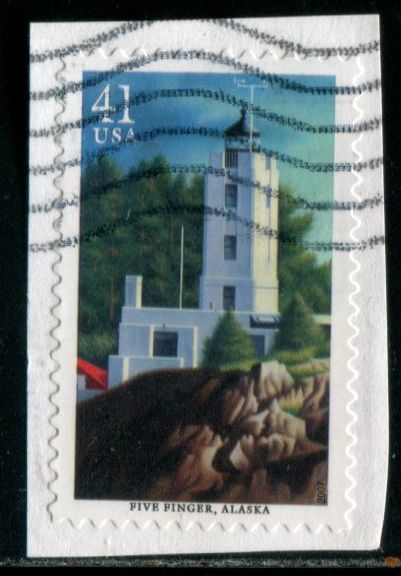4147 US 41c Five Finger, AK Lighthouse SA, used on paper | United ...