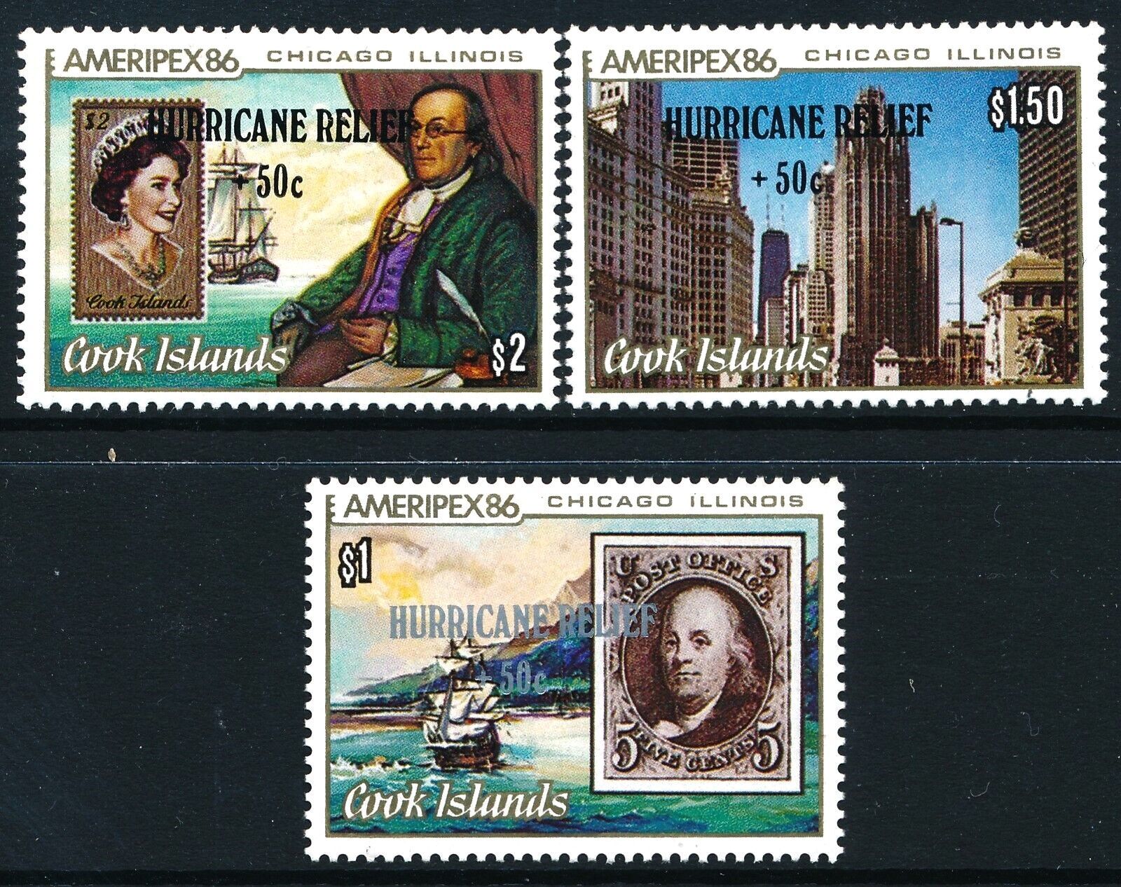 Cook Island 1987 Overprint HURRICANE RELIEF (11v, 3 Sets Cpt) MNH CV$30 ...