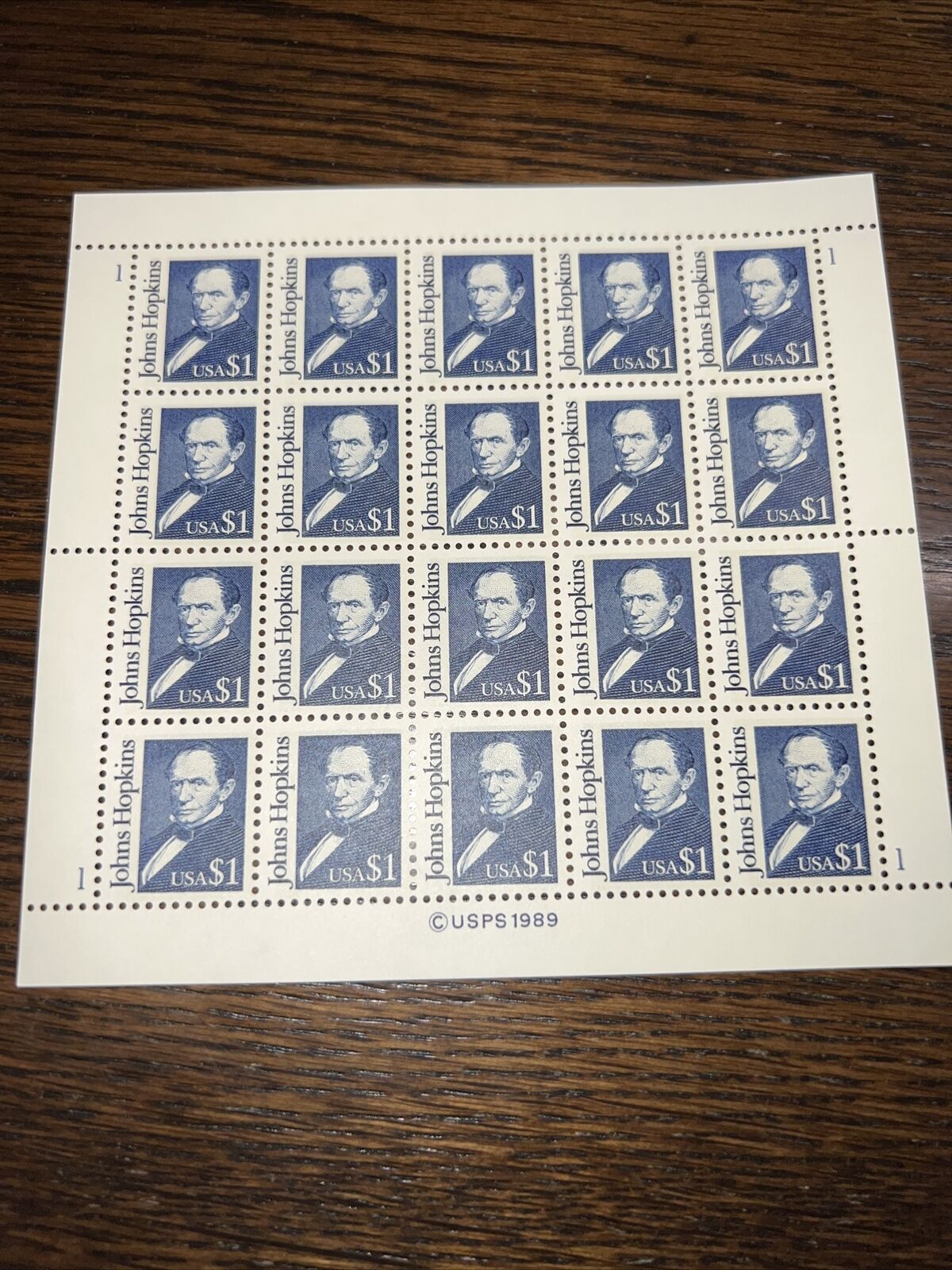 Scott#2194-JOHNS HOPKINS Sheet of 20 US $1 Stamps MNH 1989 Dull Gum-See ...