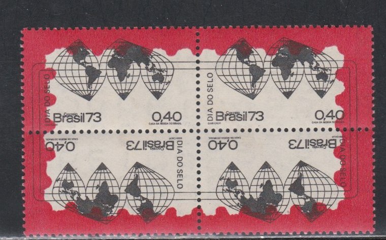 Brazil # 1299Bc, Mercator Map, Block of 4, Mint NH, 1/2 Cat. | Central ...