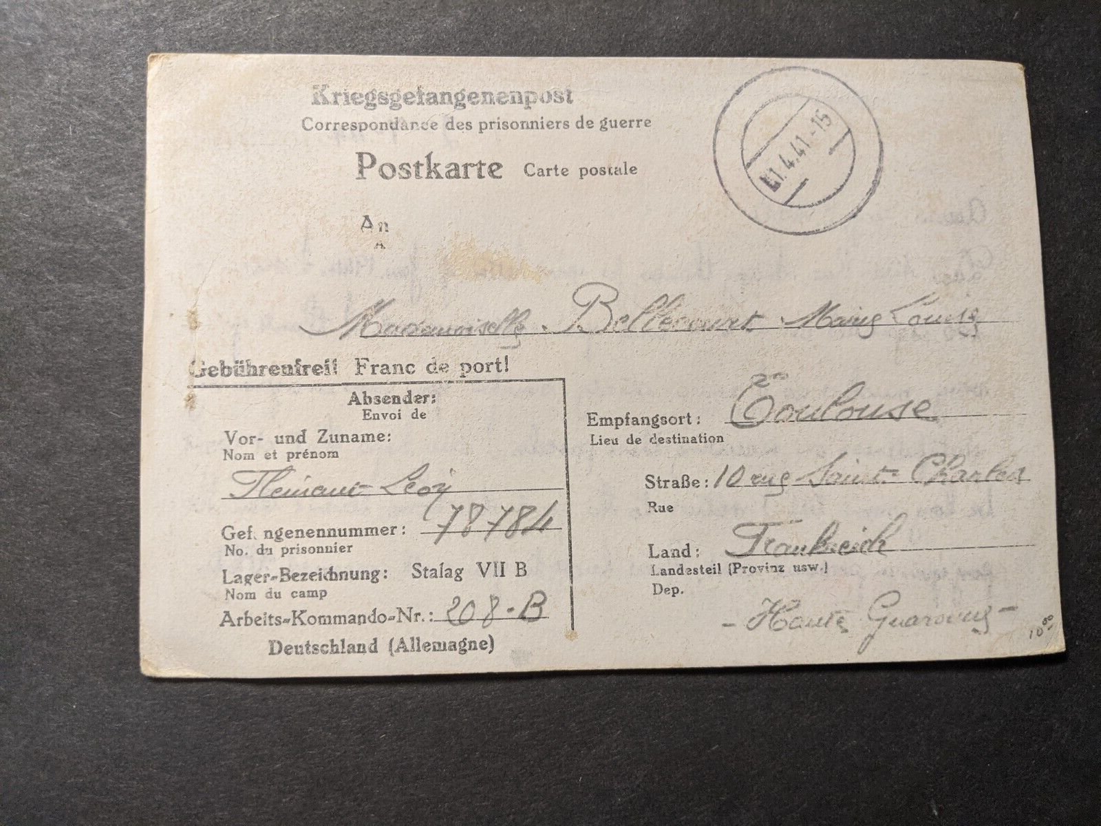 STALAG VII-B POW Camp 1941 WWII Cover Prisoner of War MEMMINGEN ...