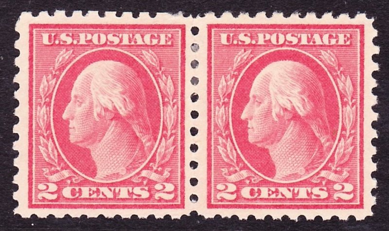 Scott 425, VF Unused OG HR Pair, 2c P.10 Washington SL Watermark ...