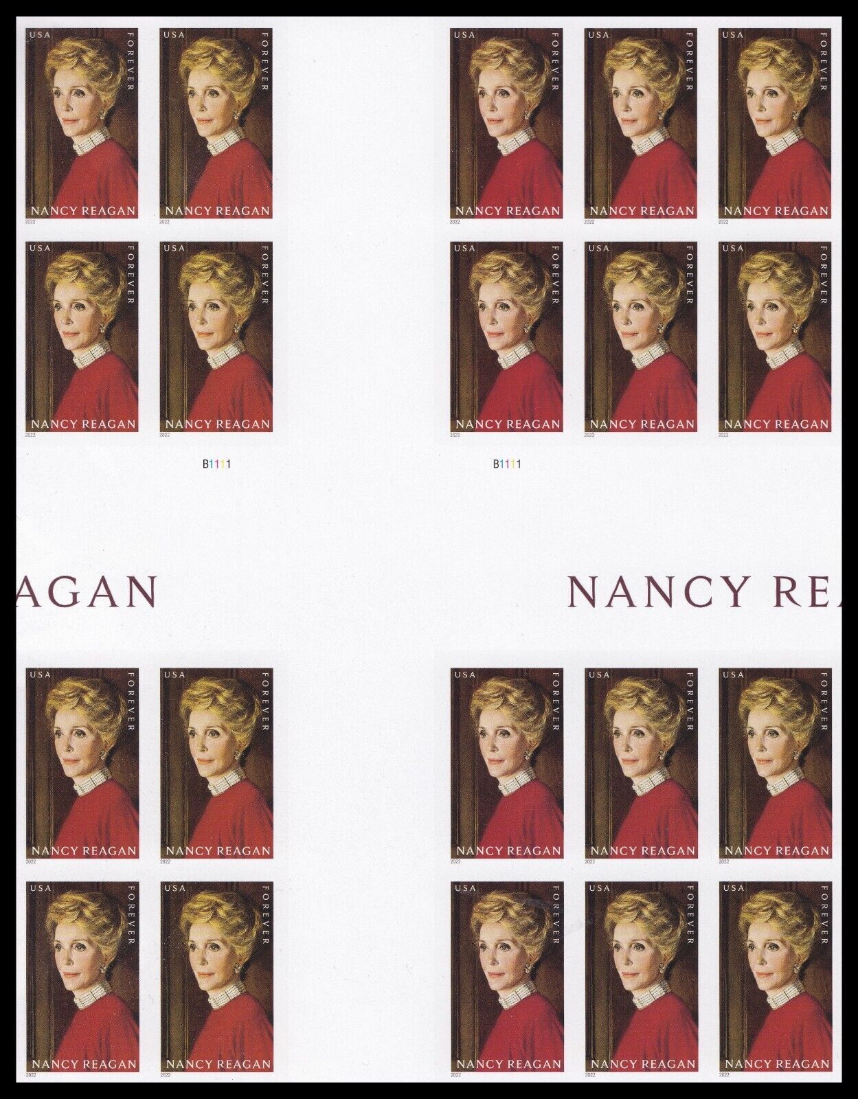 US 5702a Nancy Reagan imperf NDC cross gutter block 20 A MNH 2022 ...