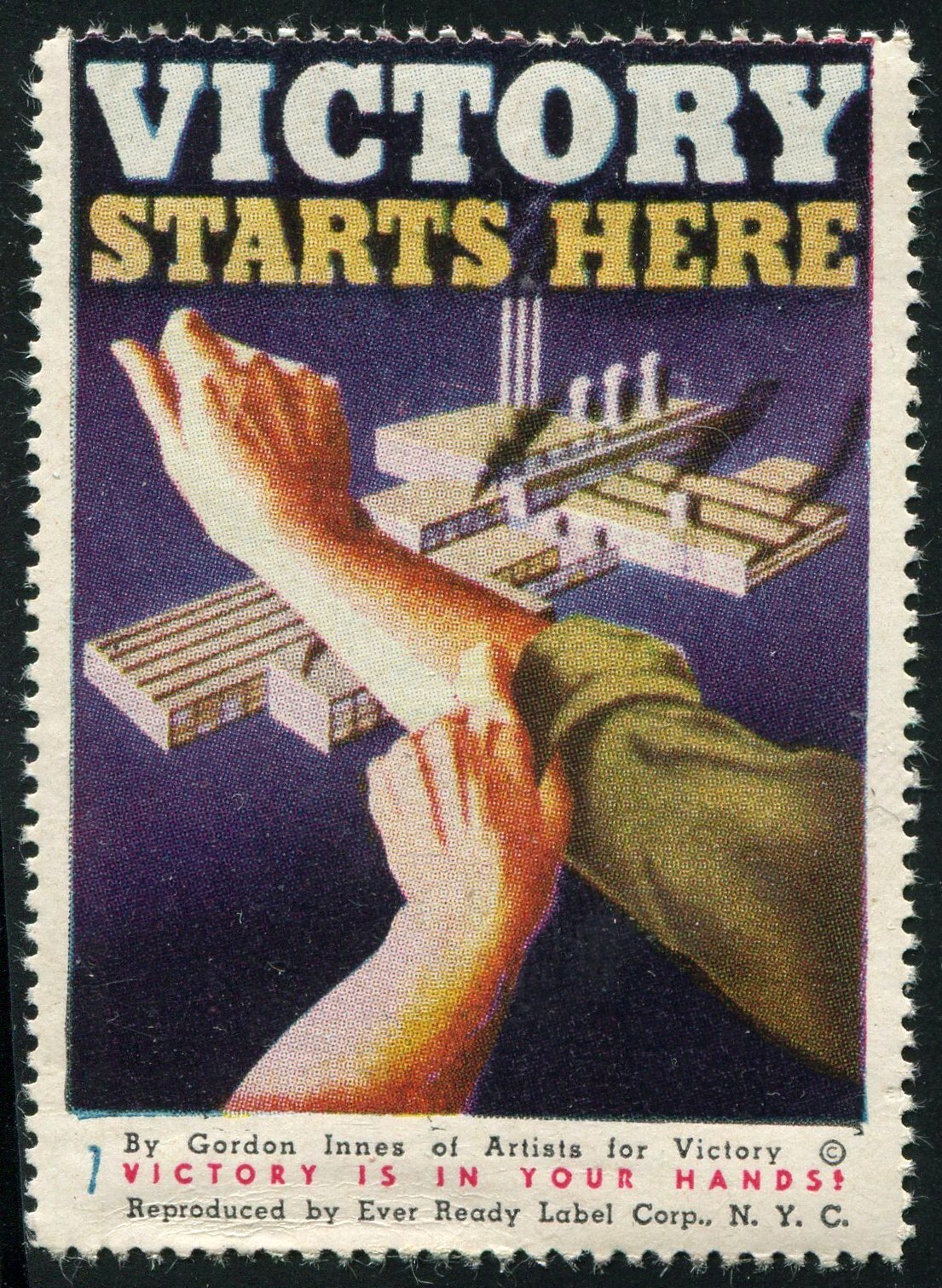 USA WWII 1942 Artists for Victory Cinderella Stamp Gordon Innes No. 1 ...