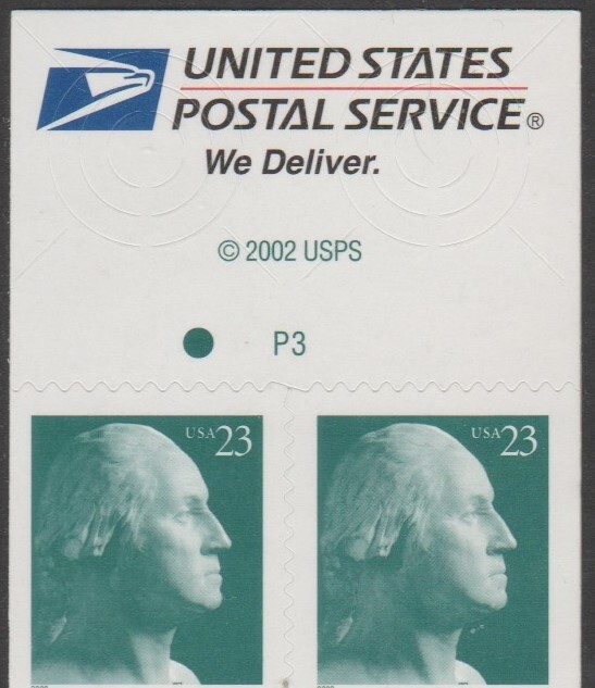 #3619e, Booklet pane of 10, PL# P3. "Geo. Wash." MNH,.23cent | United ...