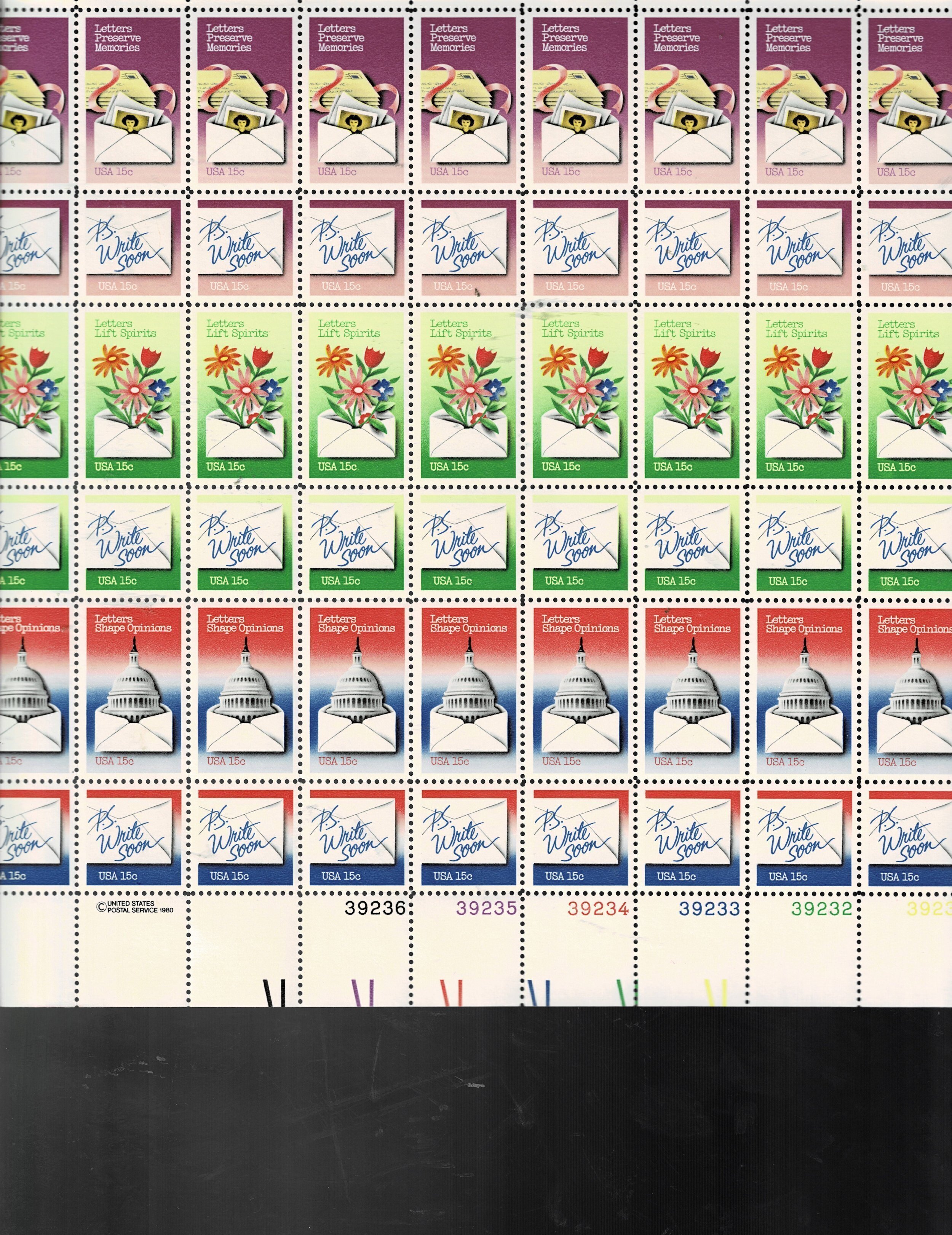 Letter Writing Week 15c US Postage Sheet #1805-10 VF MNH | United ...