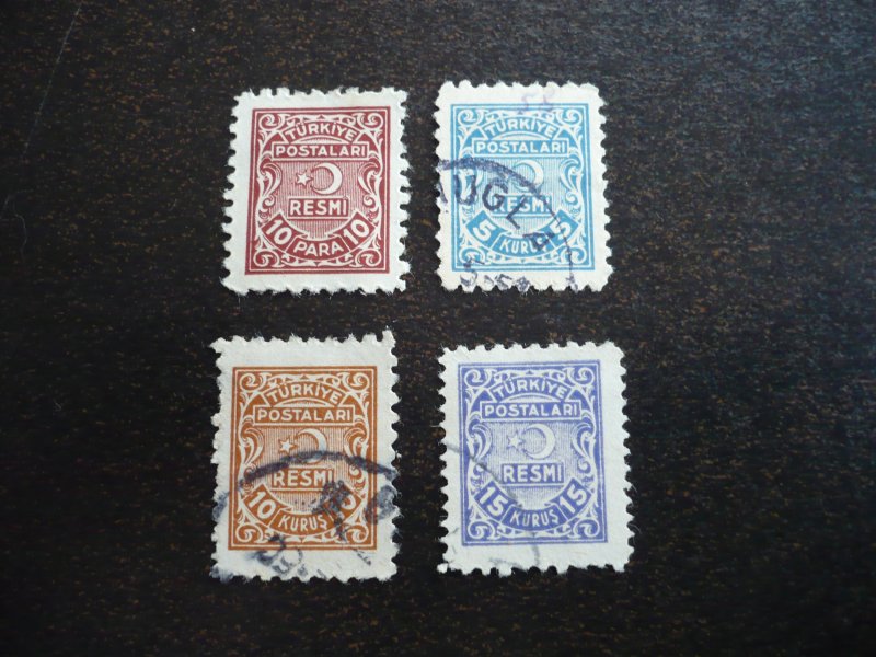 Stamps - Turkey - Scott#O1,O5-O7 - Mint Hinged & Used Part Set of 4 ...