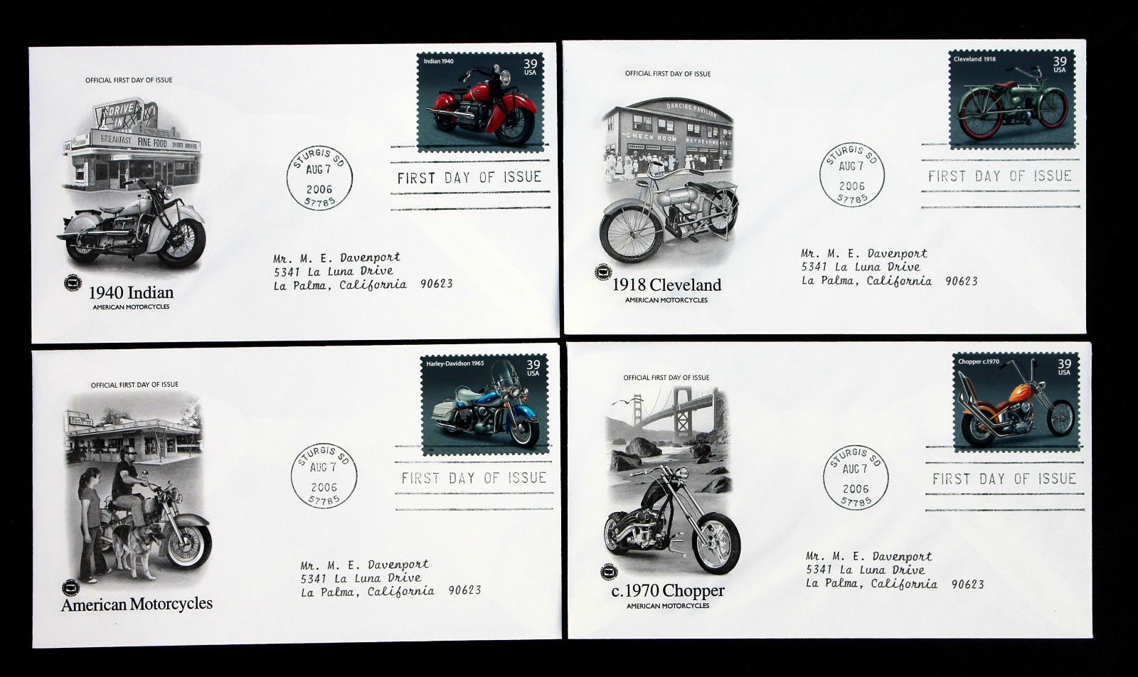 US #4085-88 FDC American Motorcycles Four Addressed FDC 2006 | United ...