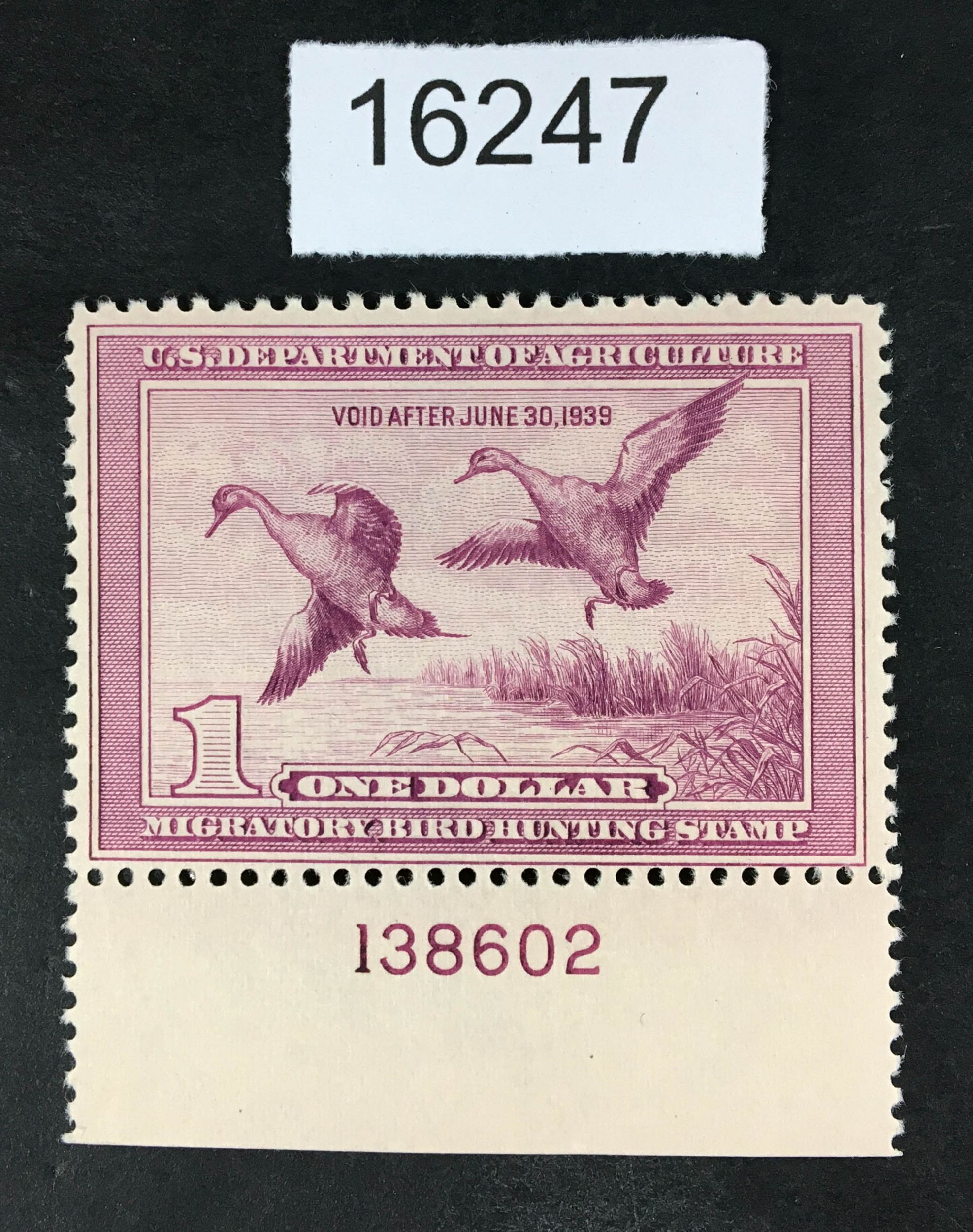 US Stamps # RW5 Plate Single Mint OG NH $425 LOT #16247 | United States ...