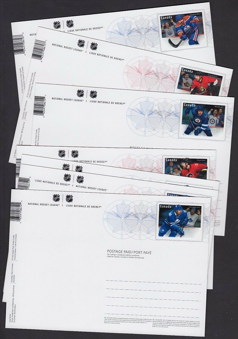 Hockey = CANADIAN NHL TEAMS = set 7 POSTCARDS = SEALED Canada 2013 ...