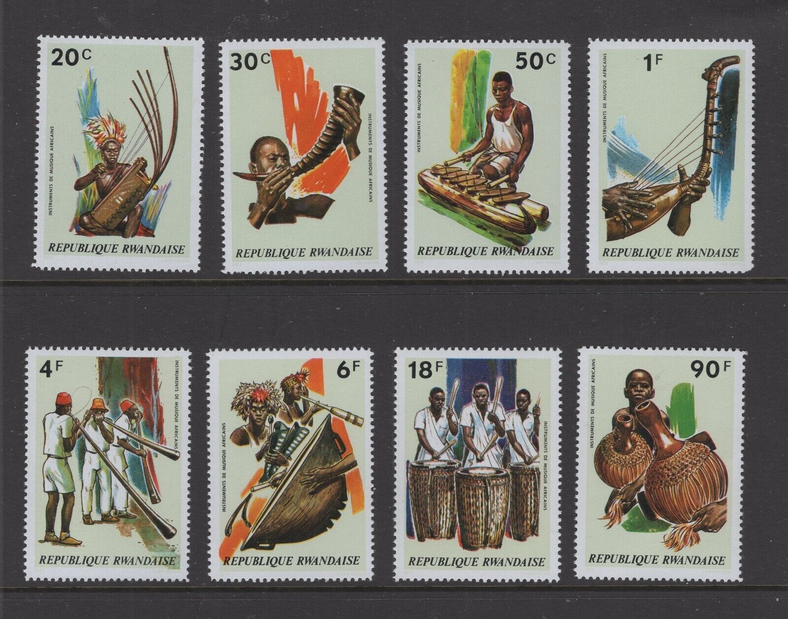 Rwanda #515-22 (1973 Musical Instruments set) VFMNH CV $4.60 | Africa ...