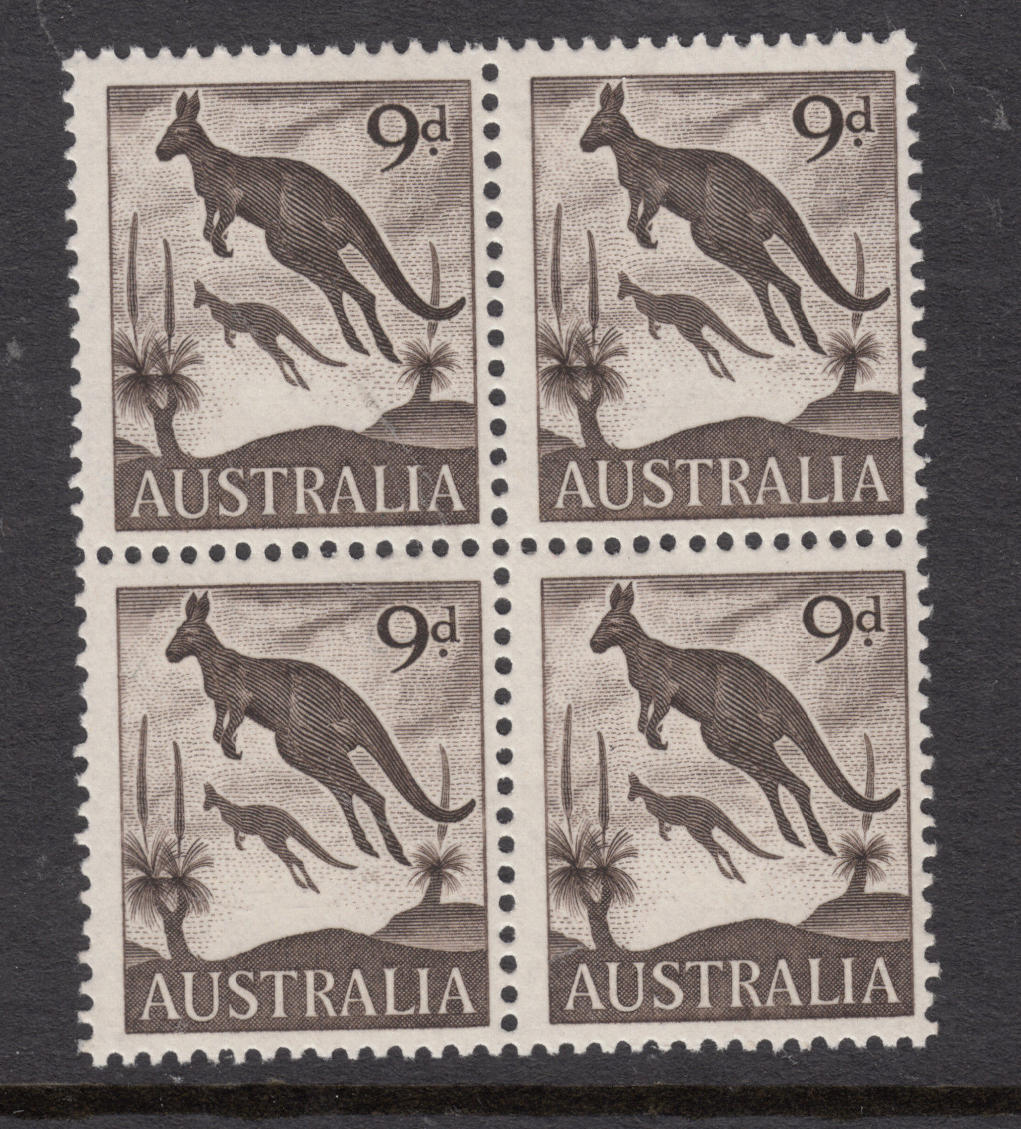 1960 9d Kangaroo Block of 4 2 MUH/2 MVLH | Australia & Oceania ...