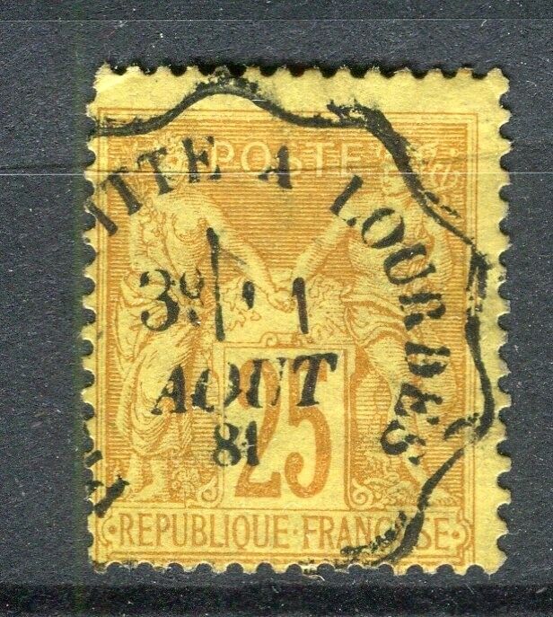 FRANCE; 1880s early classic SAGE issue used 25c. value Fair POSTMARK ...