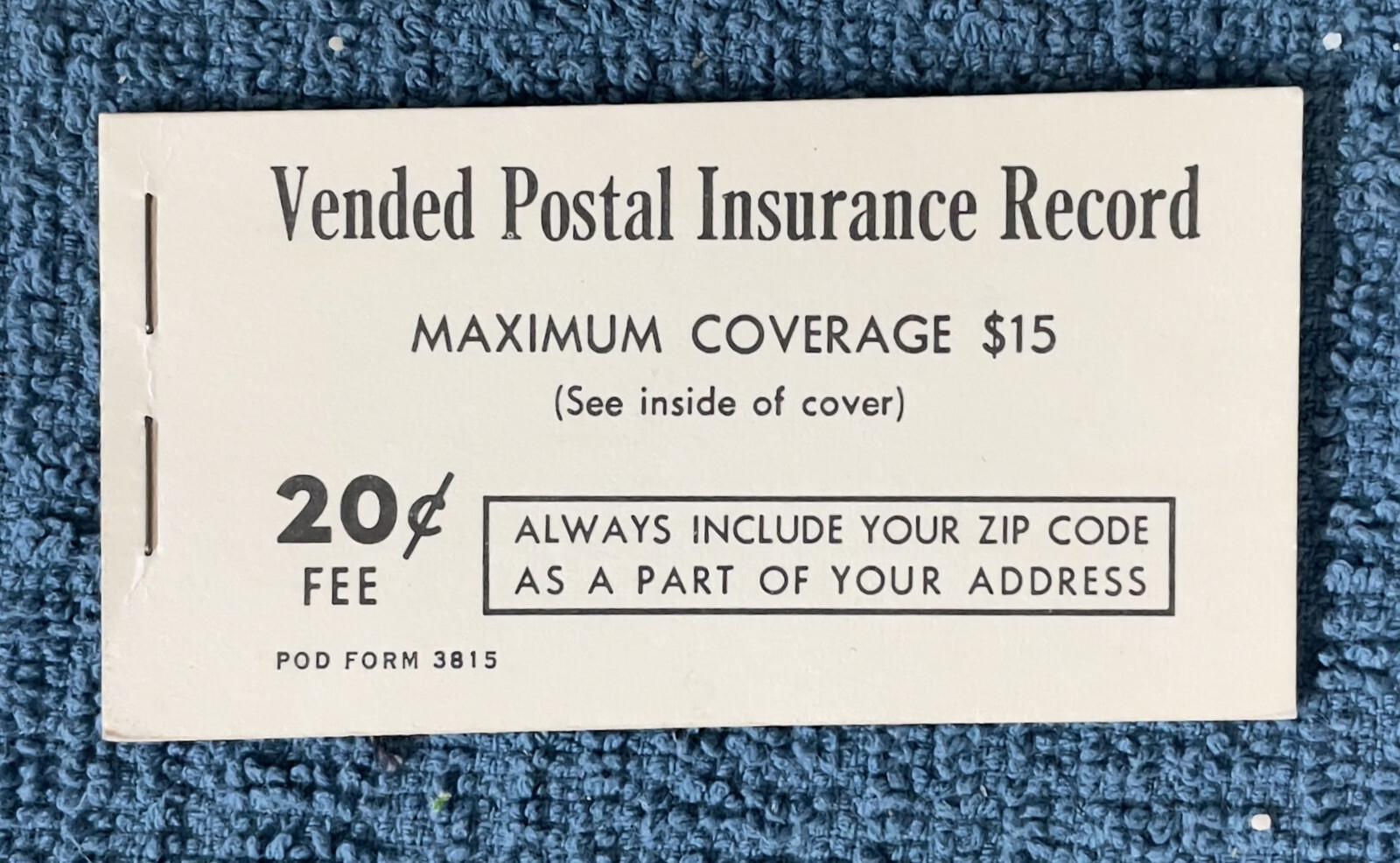 Scott #QI2, 20c Postal Insurance stamp In Booklet, unused, MNH | United ...