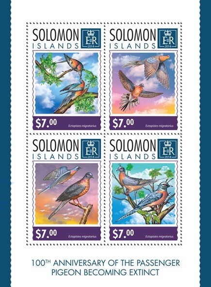 SOLOMON IS. - 2014 - Extinct Passenger Pigeon - Perf 4v Sheet -Mint ...