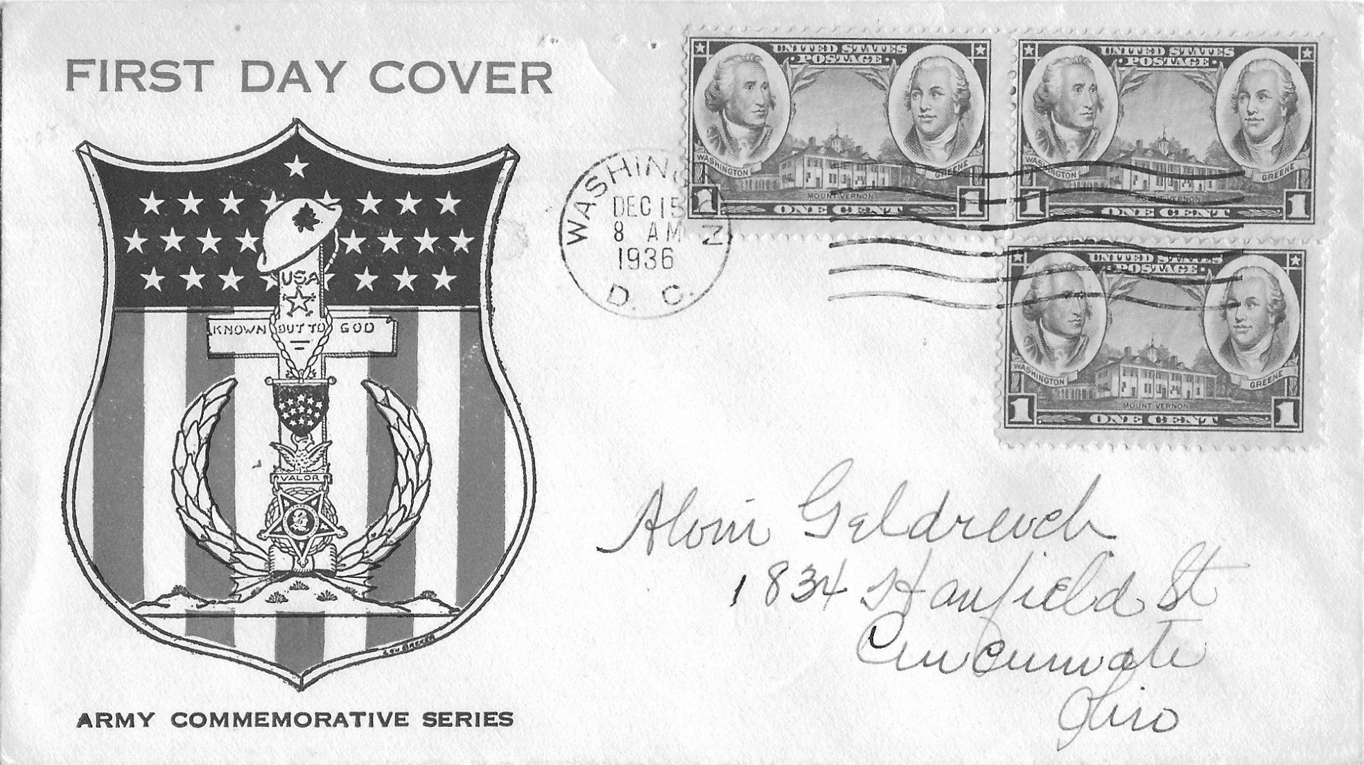 1936 FDC, #785, 1c Army Heroes, Lou Breker, block of 3 | United States ...