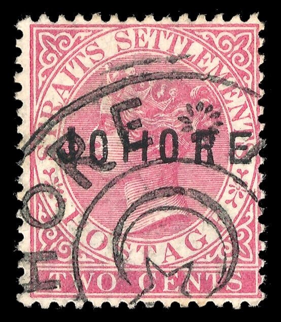 Malaya - Johore 1884 QV 2c pale rose (Overprint Type 3) very fine used ...
