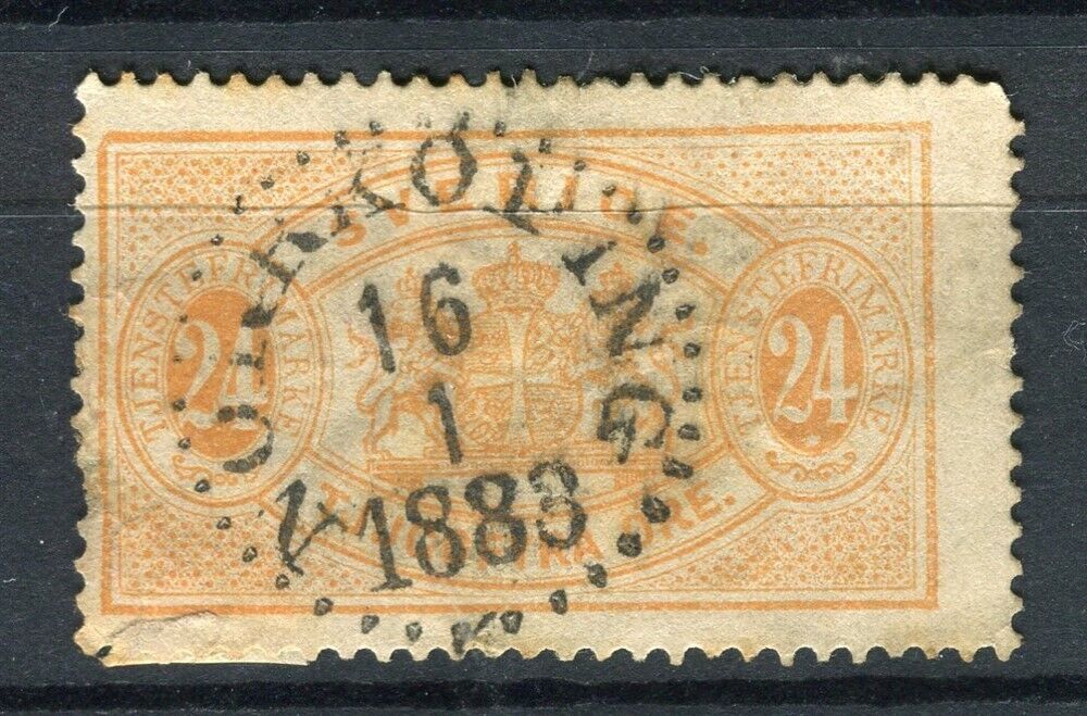 SWEDEN; 1890s classic Official issue fine used 24ore value, fair ...