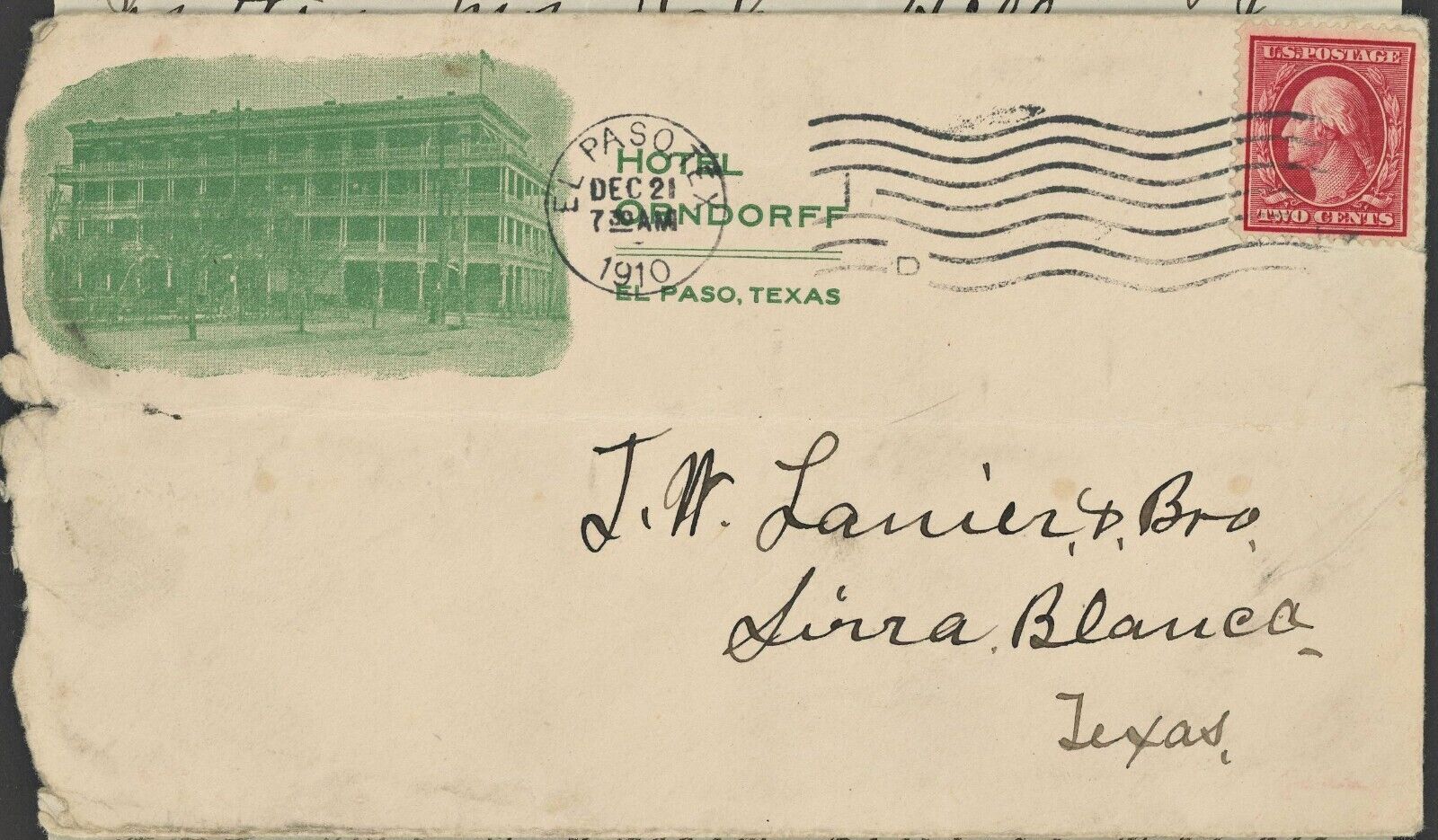 1910 HOTEL ORNDORFF ~ El Paso Texas Letterhead & Cover | United States ...