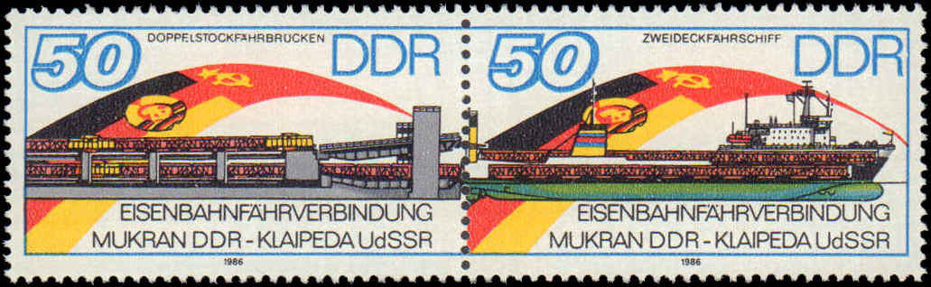 German Democratic Republic #2575a, Complete Set, Pair, 1986, Trains ...