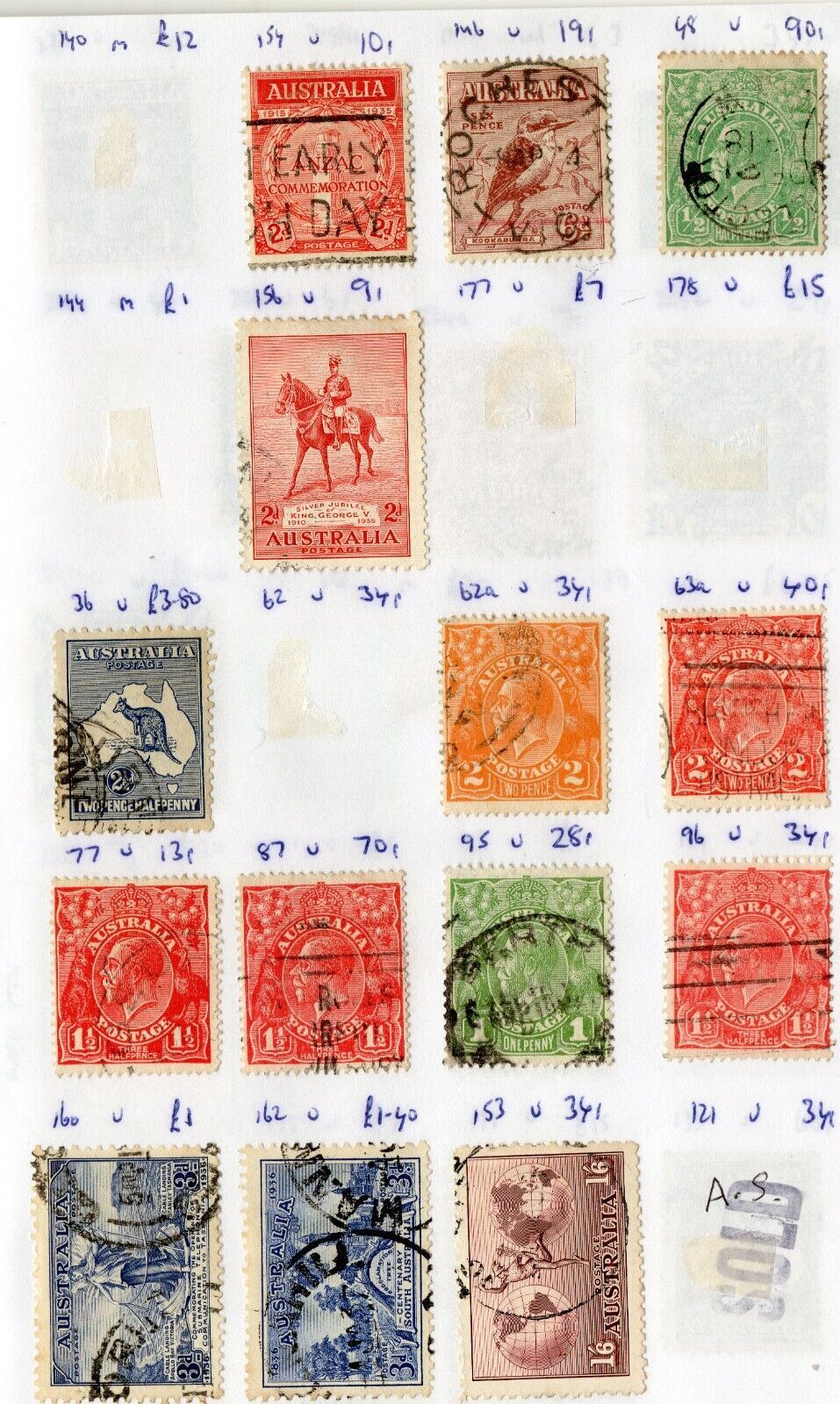 Dealers stamp approval book Australia 88 stamps selling value approx £ ...