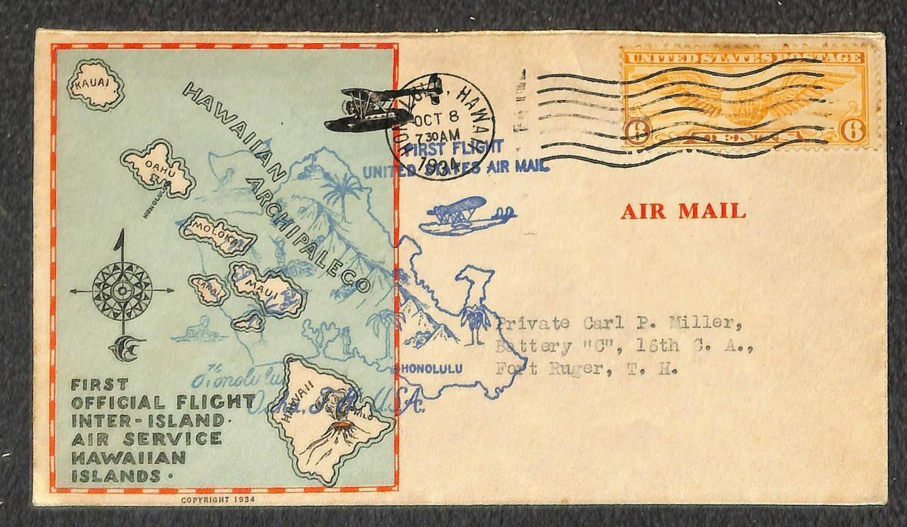 USA C19 Airmail Stamp Honolulu Hawaii Inter Island First Flight Cover ...
