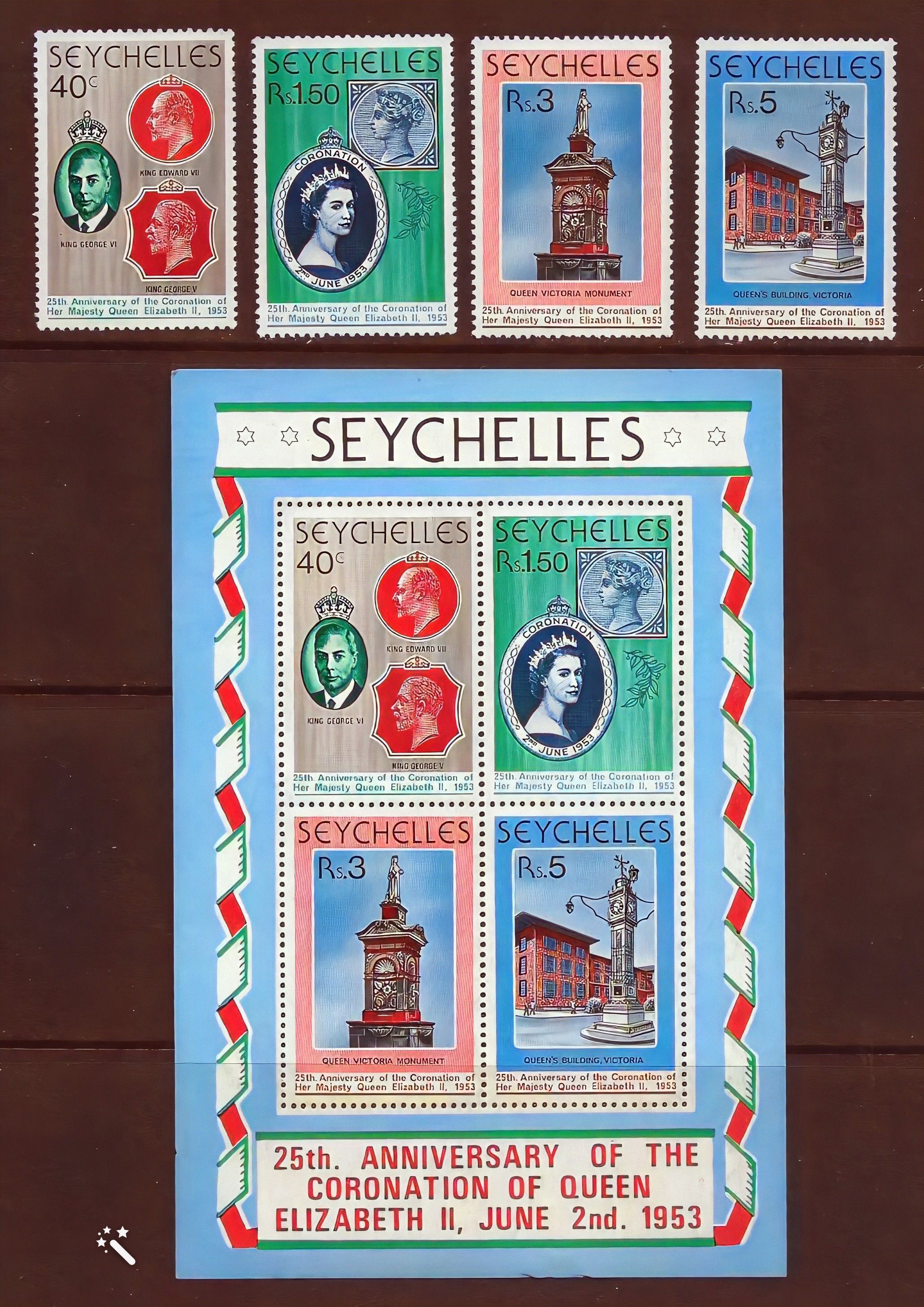 Seychelles 1978 QUEEN ELIZABETH II Set (4) + 1 Souvenir Sheet MNH ...