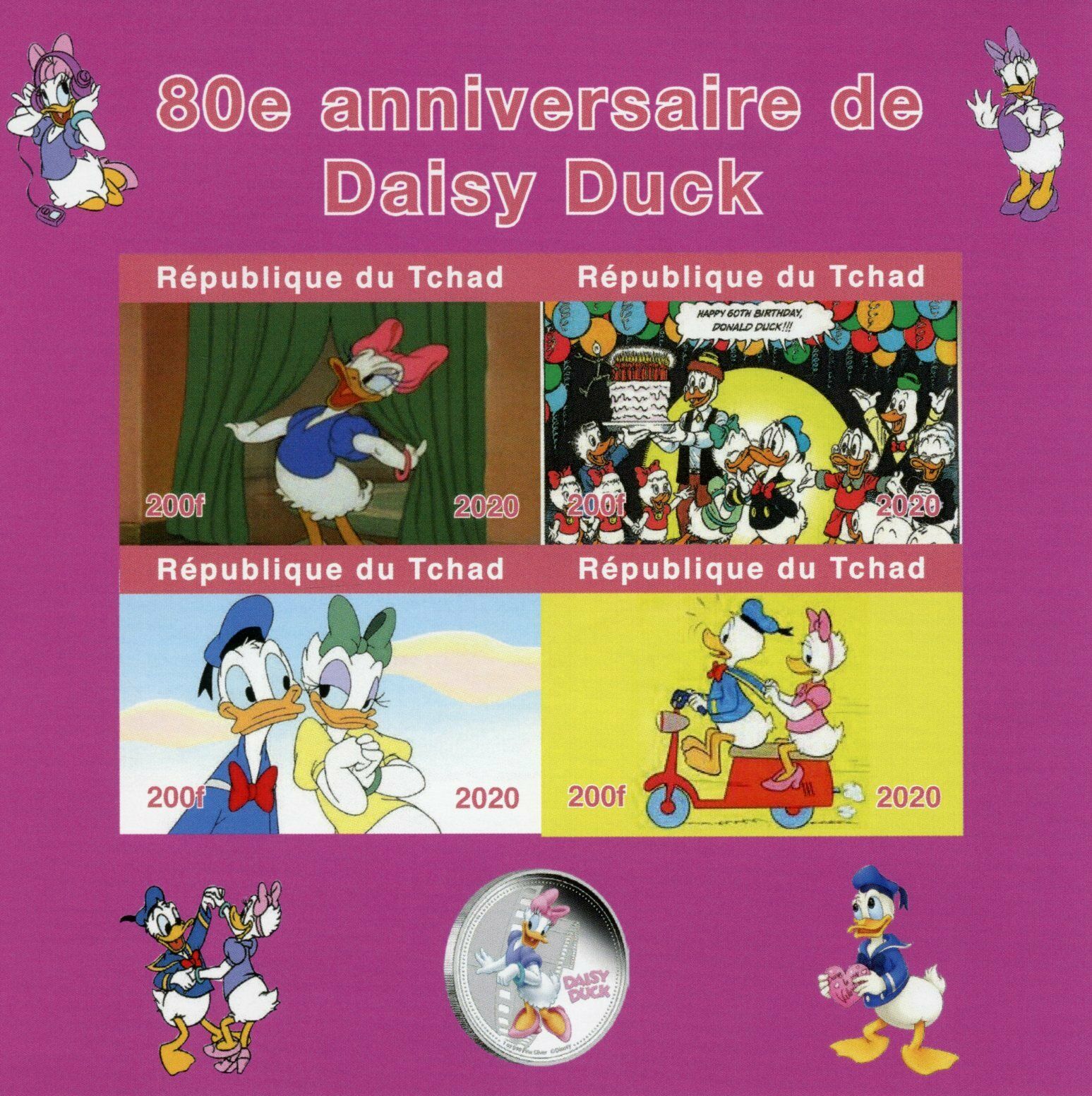 Chad Disney Stamps 2020 MNH Daisy Duck Donald Cartoons Animation 4v ...