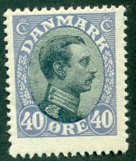 DENMARK #117 (150b) 40ore gray blue and black shade, og, NH, F/VF+ ...