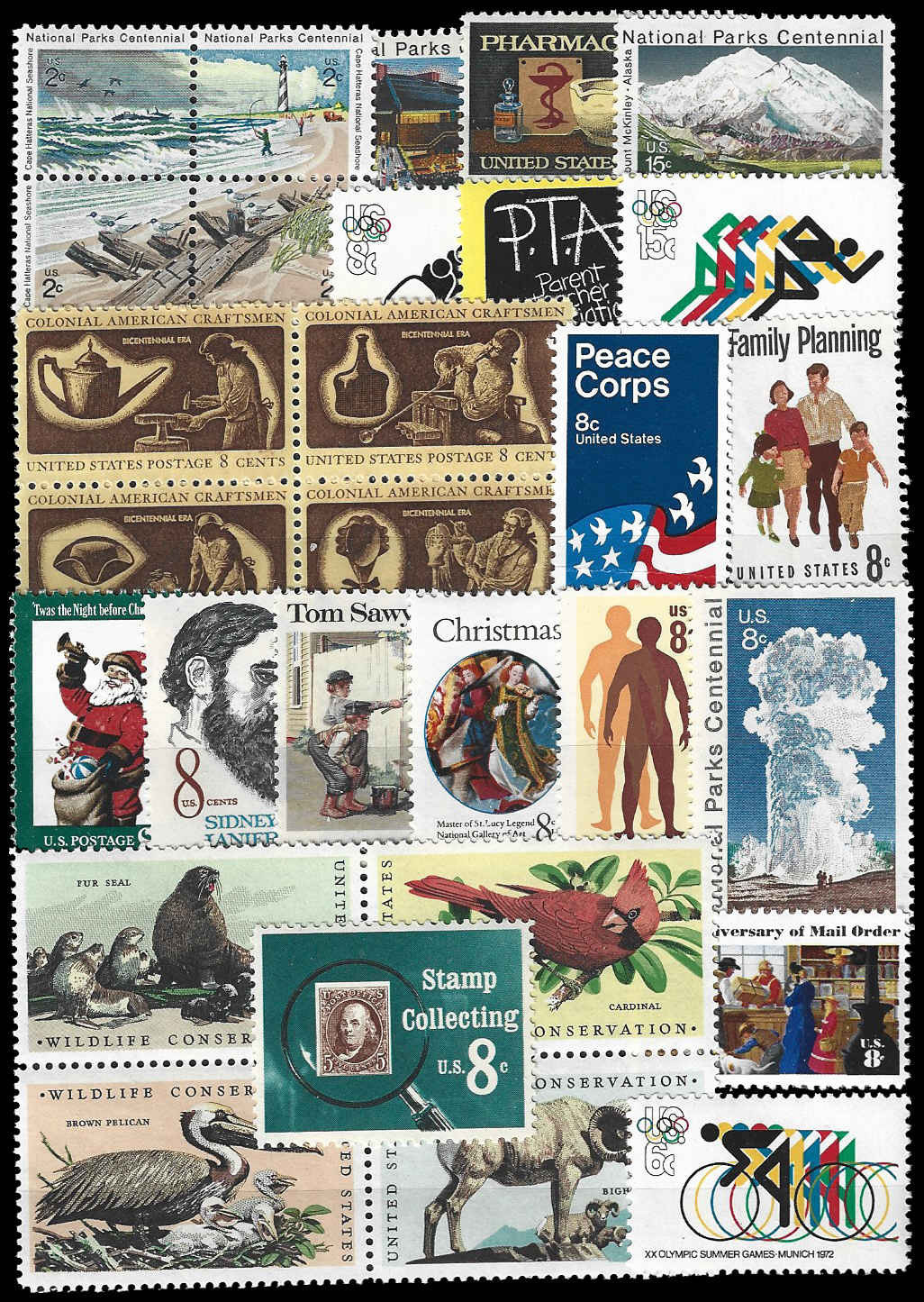 PCBstamps US 1972 Commemoratives Year Set, 1446-1474, (29 var)., MNH ...
