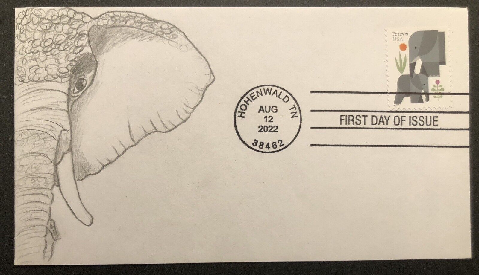 Elephants 2022 FDC Hand Drawn New Cachet Artist: Ardis Quick | United ...