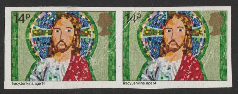 GREAT BRITAIN 1981 Christmas 14p IMPERF pair. ECGB2342IMa cat £275. 50 ...