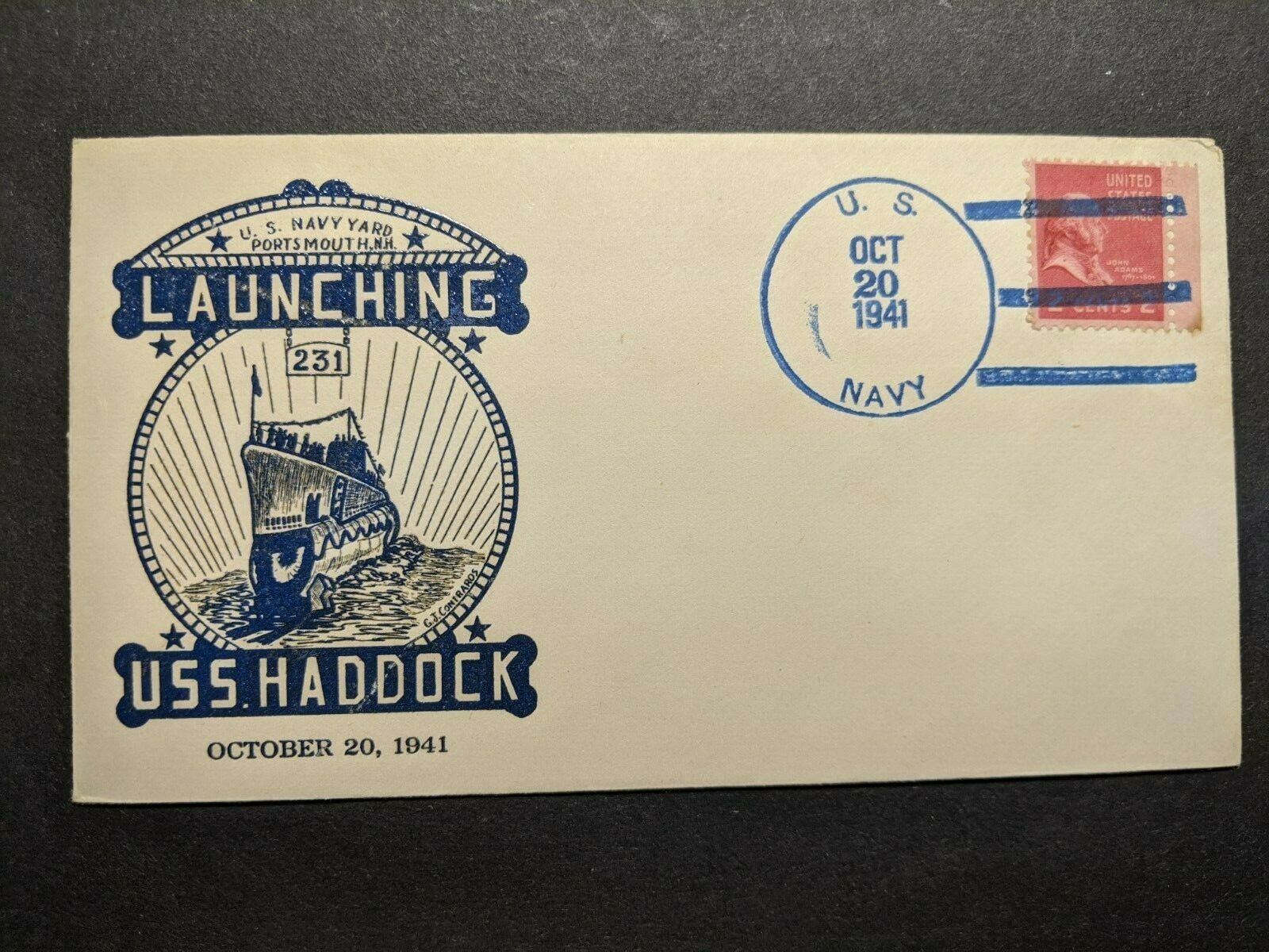 Submarine USS HADDOCK SS-231 Naval Cover 1941 CONTRAROS LAUNCH Cachet ...
