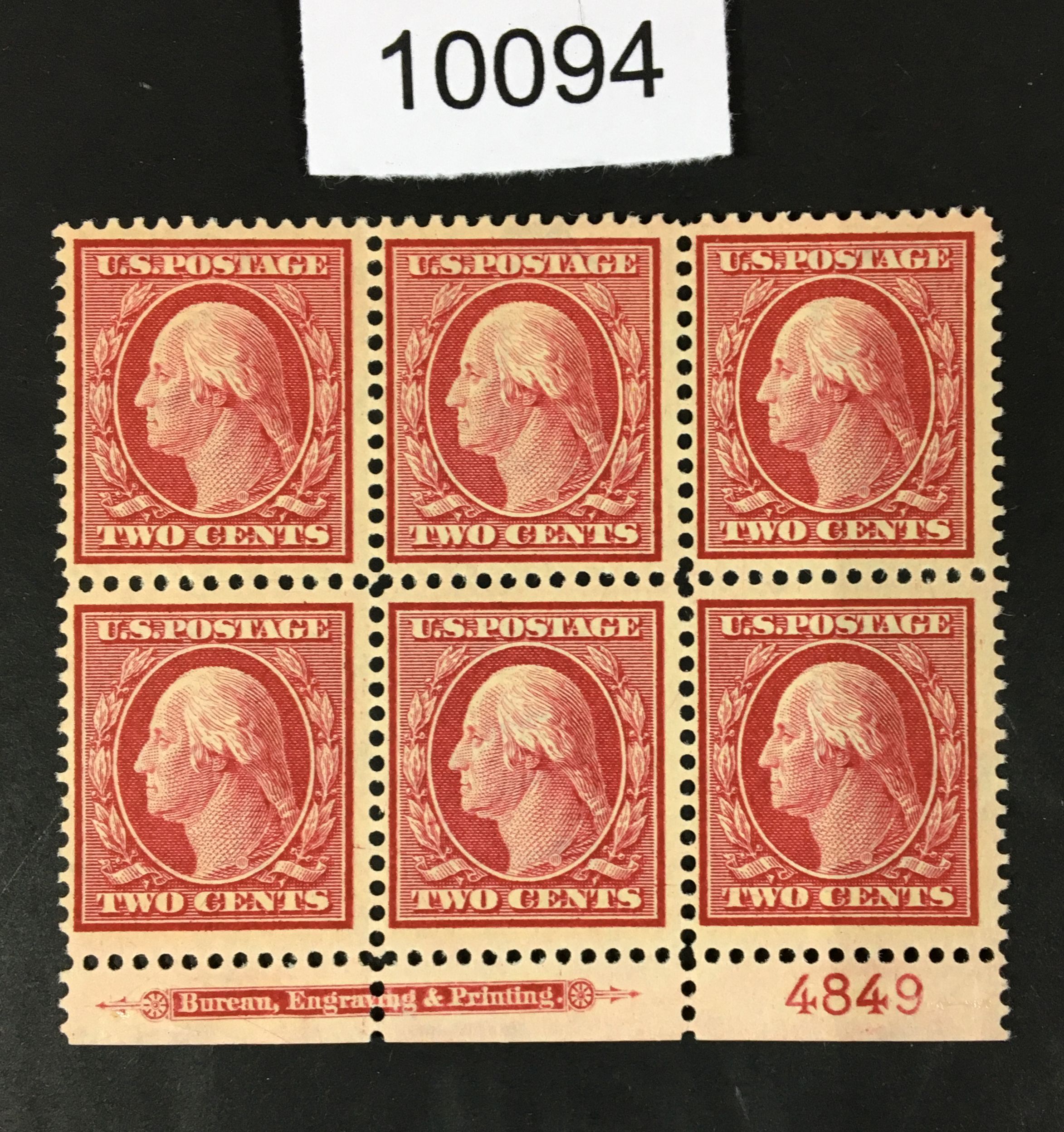 US Stamps # 332 Plate Block of 6 Mint OG NH CV $150 LOT # 10094 ...