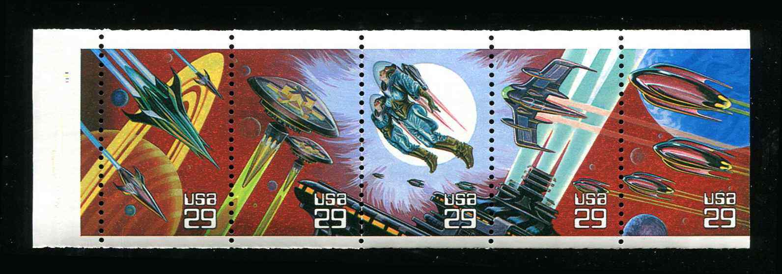 2745a Space Fantasy Stamp Strip of 5 With Tab / HipStamp