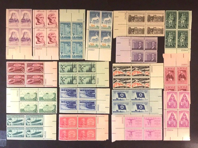 US, 1950'S, 18 Different Plate Blocks, Mid-Century Collection, Mint Nh ...