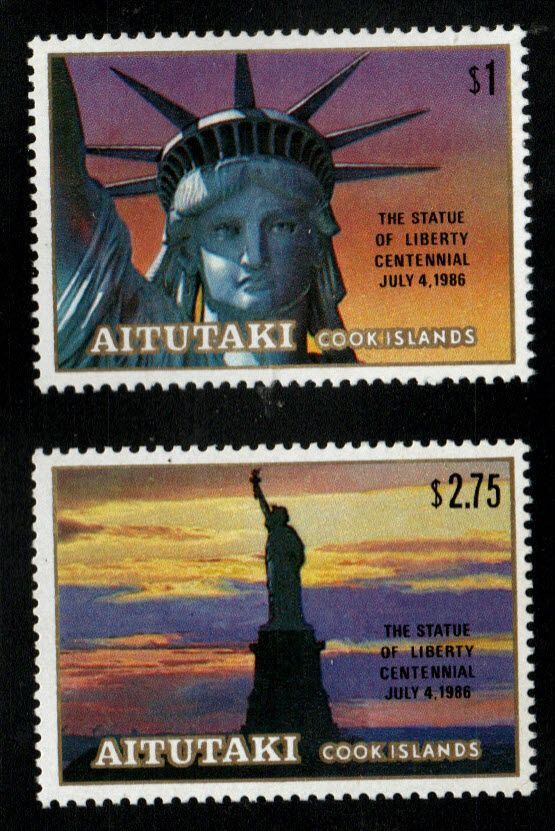 Aitutaki Cook Islands Scott 394-395 Statue of Liberty Centennial set ...