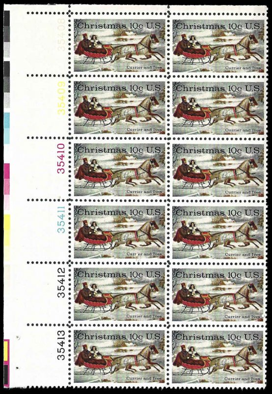 PCBstamps US #1551 PB $1.20(10x10c)Christmas - Currier & Ives, MNH, (PB ...