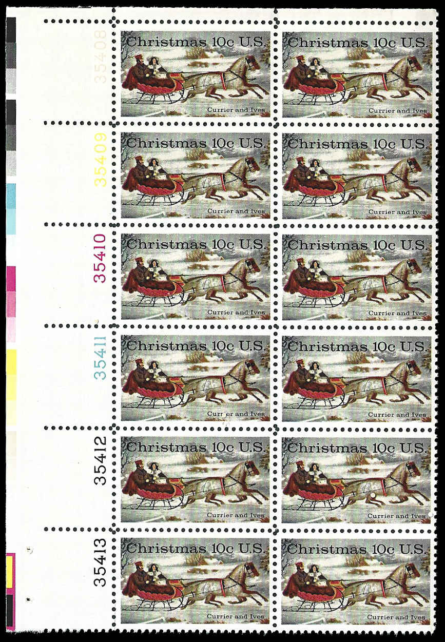 PCBstamps US #1551 PB $1.20(10x10c)Christmas - Currier & Ives, MNH, (PB ...