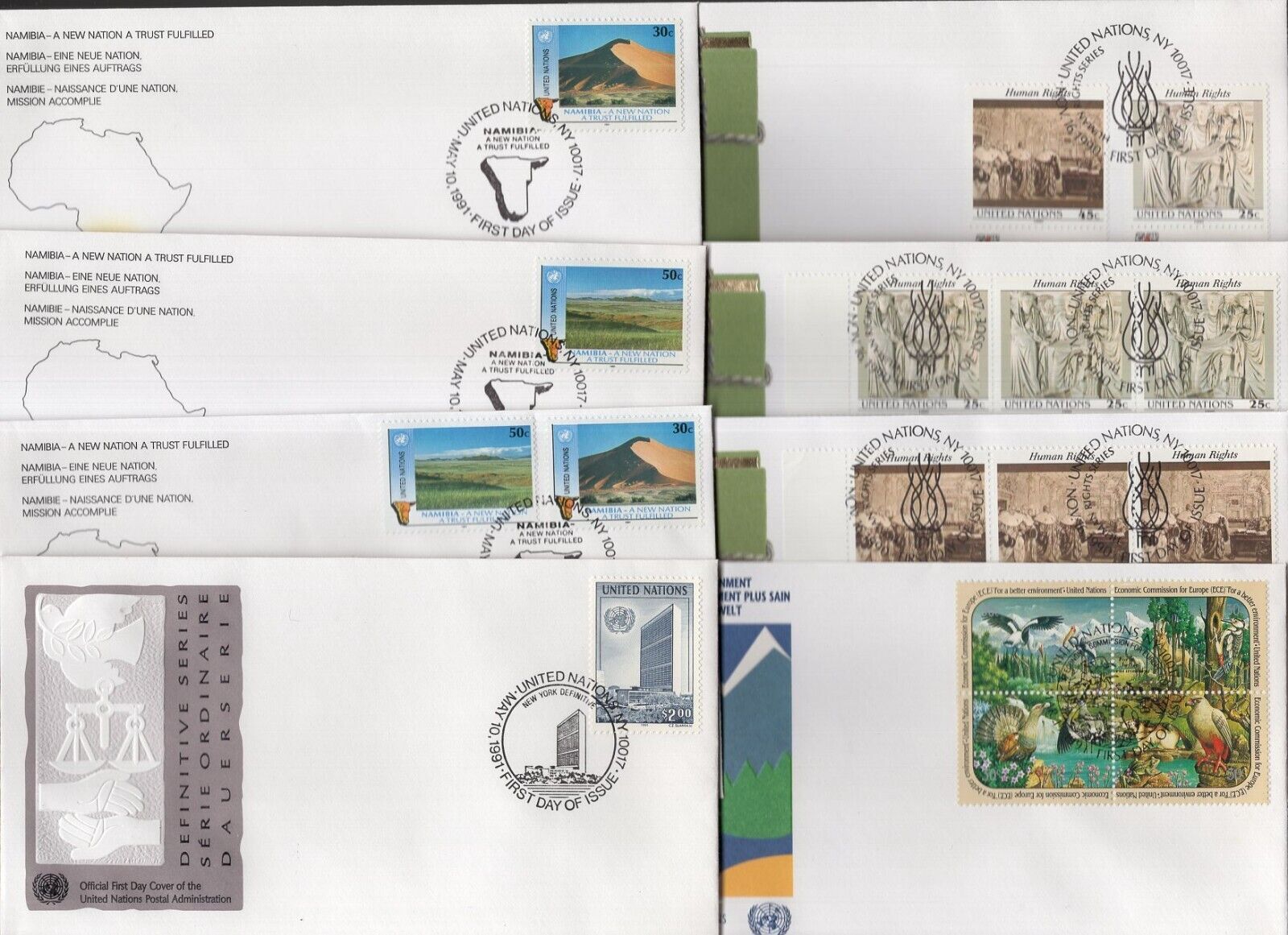 UN New York 1990-1994 Collection of 107 FDC's Appears Complete ...