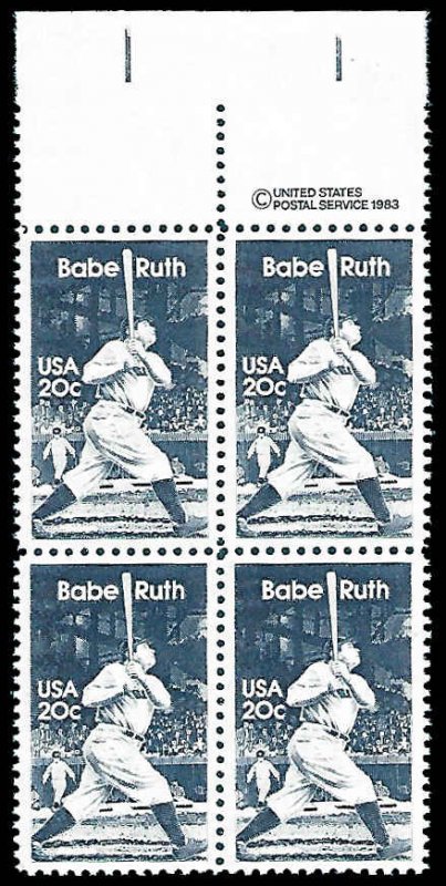 PCBstamps US #2046 CW 80c(4x20c)Babe Ruth, MNH, (CW-2) | United States ...