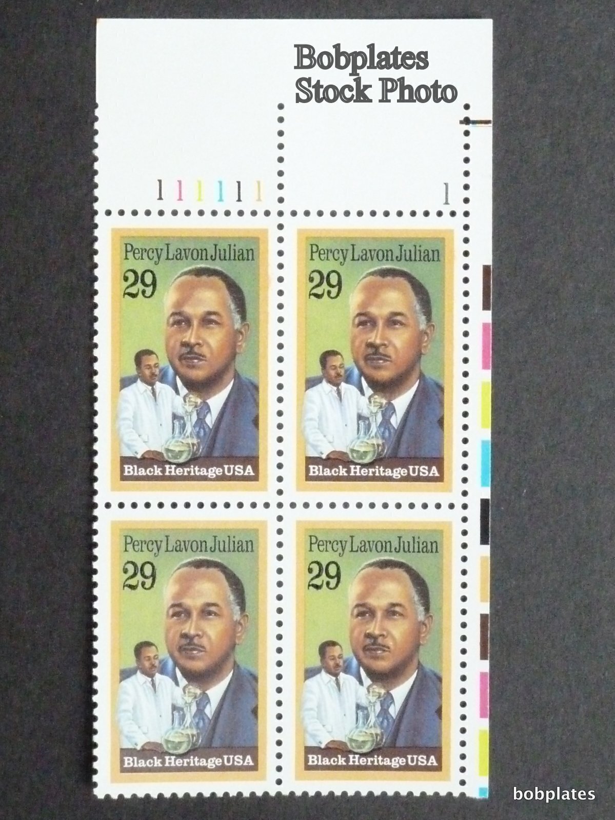 BOBPLATES #2746 Percy Julian Plate Block FVF NH SCV=$2.75~See Details ...