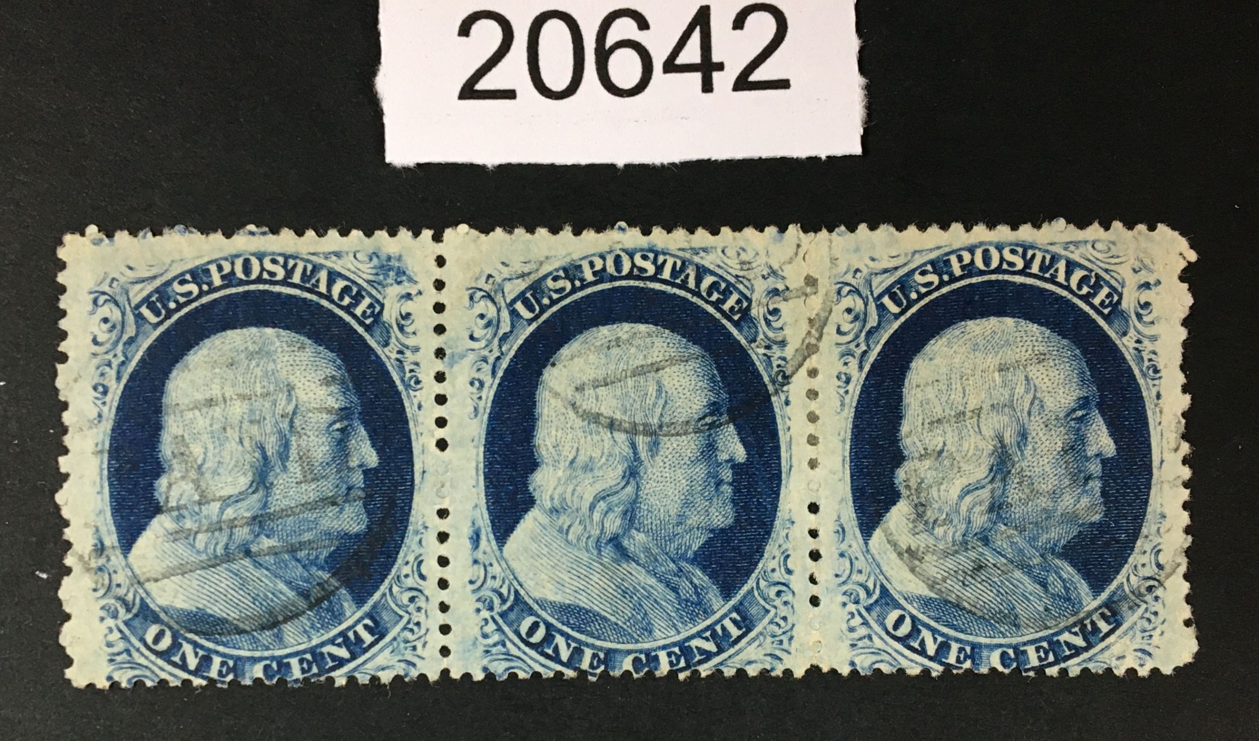 US Stamps # 24 Strip of 3 Used POS.14-16R8 LOT # 20642 | United States ...
