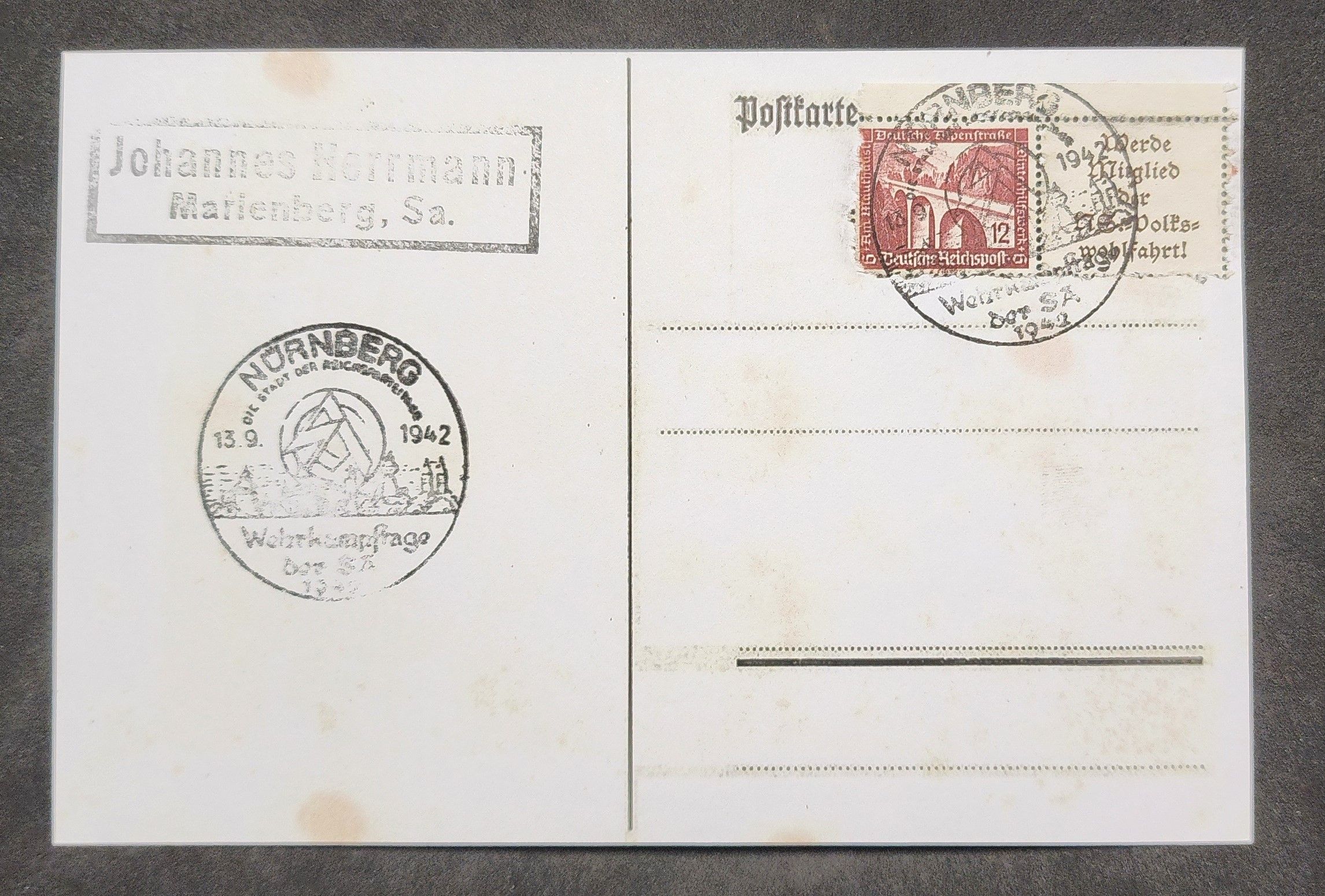 Nazi Germany Third Reich NSDAP Adolf Hitler propaganda postcard WW2 ...