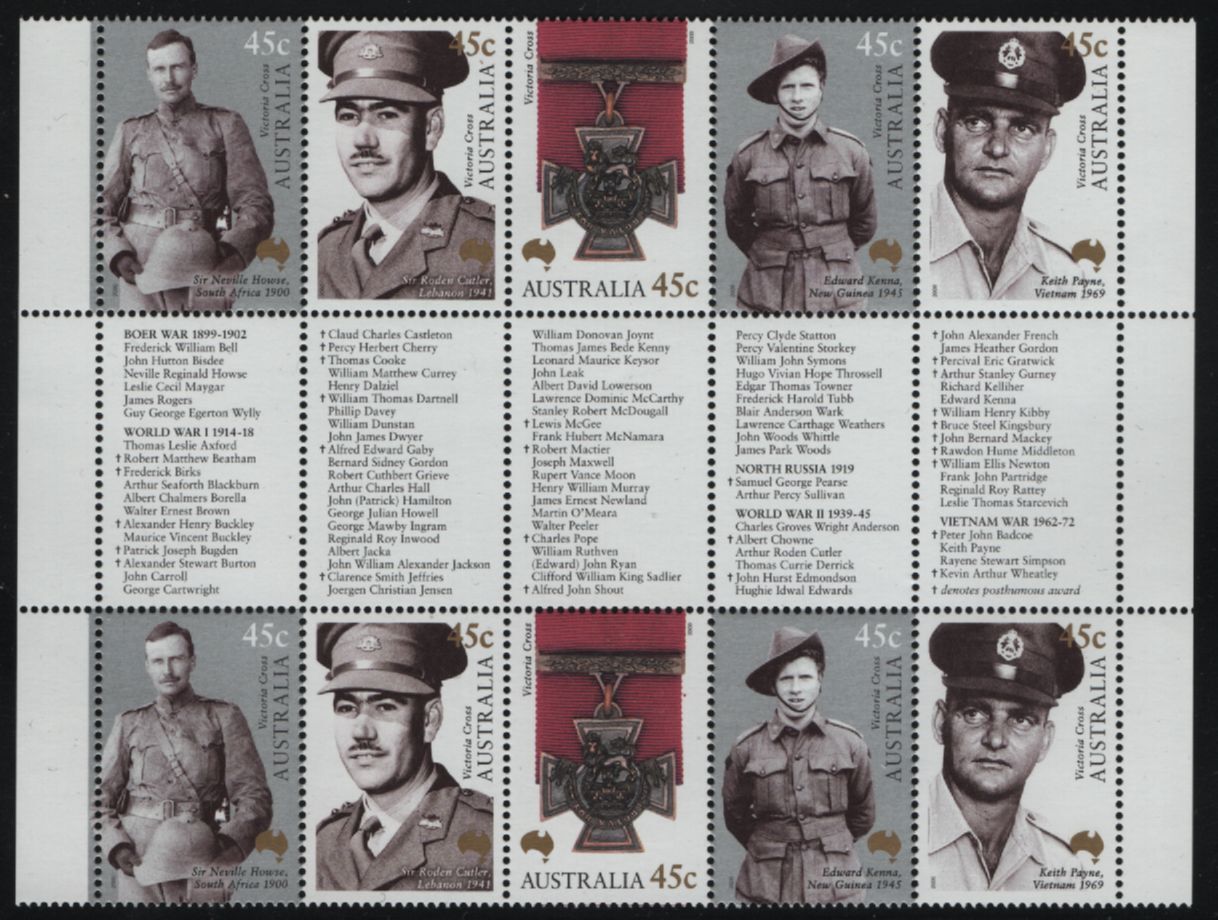Australia 2000 MNH Sc 1861a 45c Australian Victoria Cross Recipients ...
