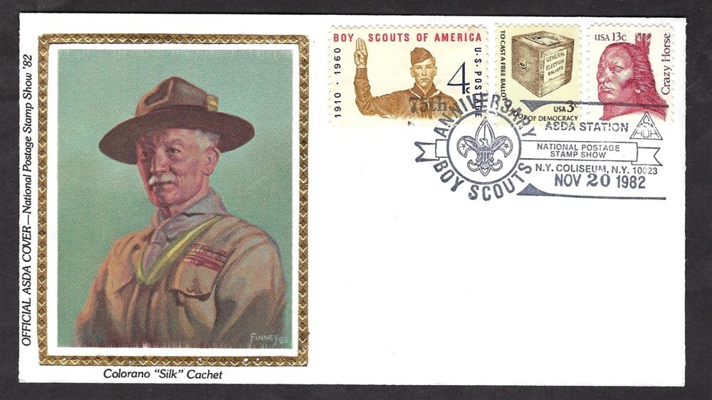 1982 Boy Scouts 75th anniversary New York Rockwell Colorano silk ASDA ...