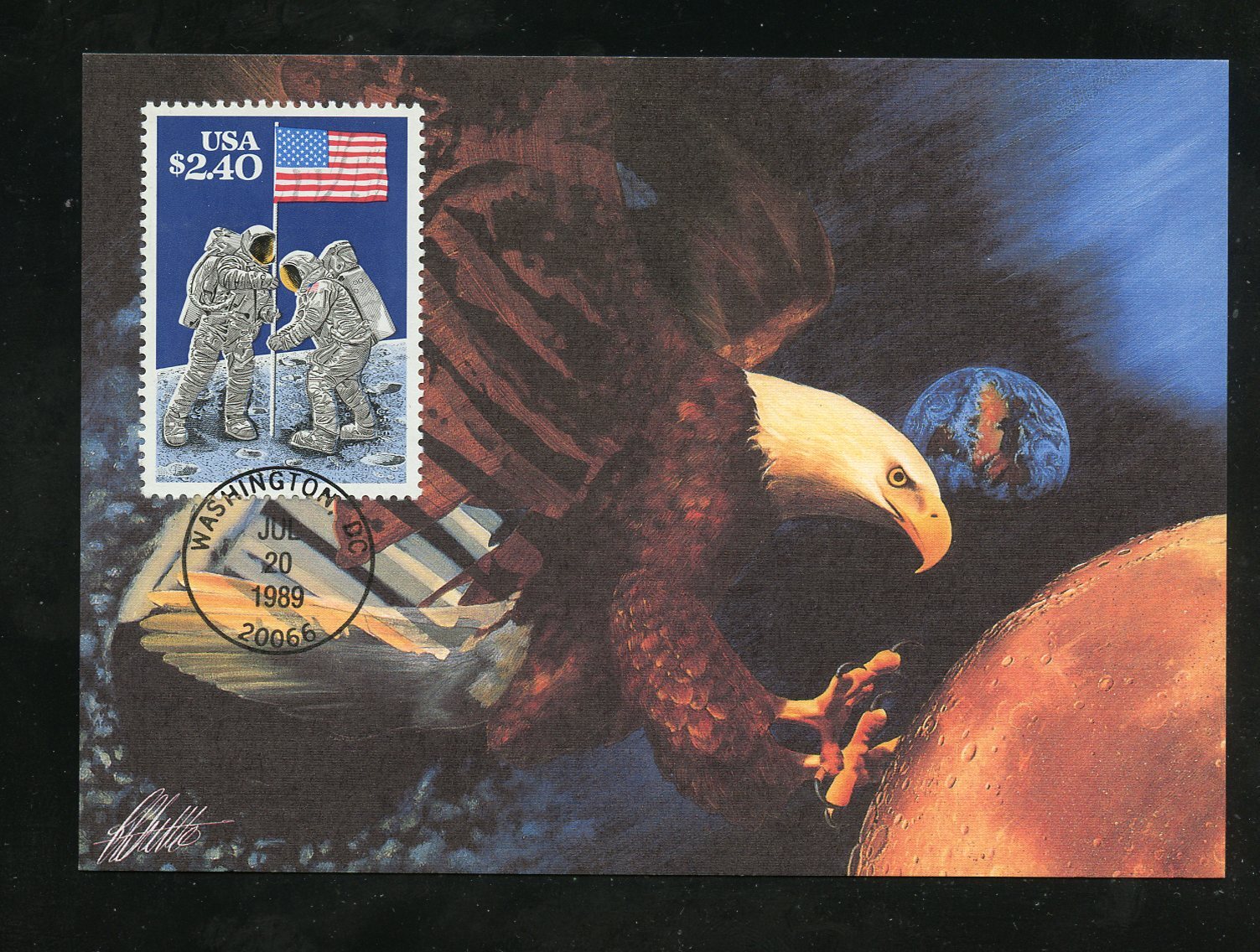 US 2419 Priority Mail $2.40 Moon Landing UA Unicover Maximum card ...